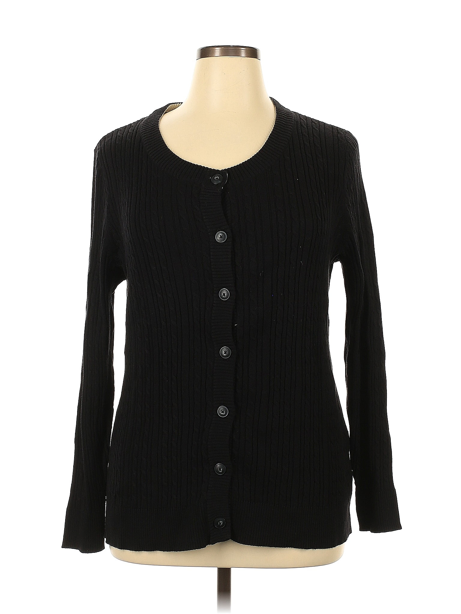 Covington Color Block Solid Black Cardigan Size 16 - 62% off | ThredUp