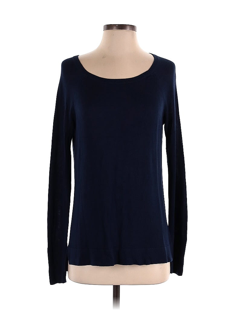 Lauren by Ralph Lauren Color Block Solid Navy Blue Pullover Sweater ...