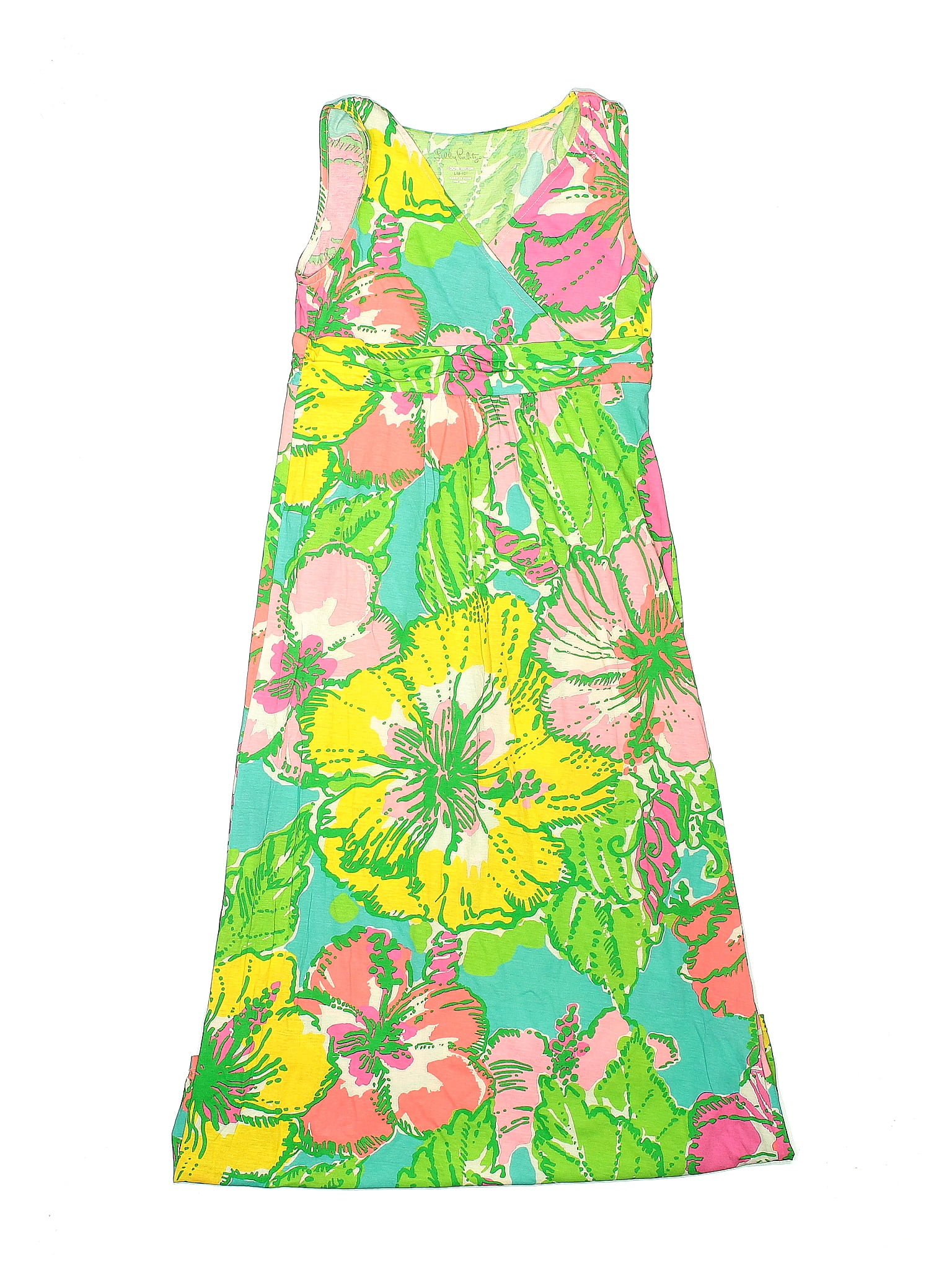 Lilly Pulitzer 100 Cotton Floral Green Dress Size 8 10 74 Off
