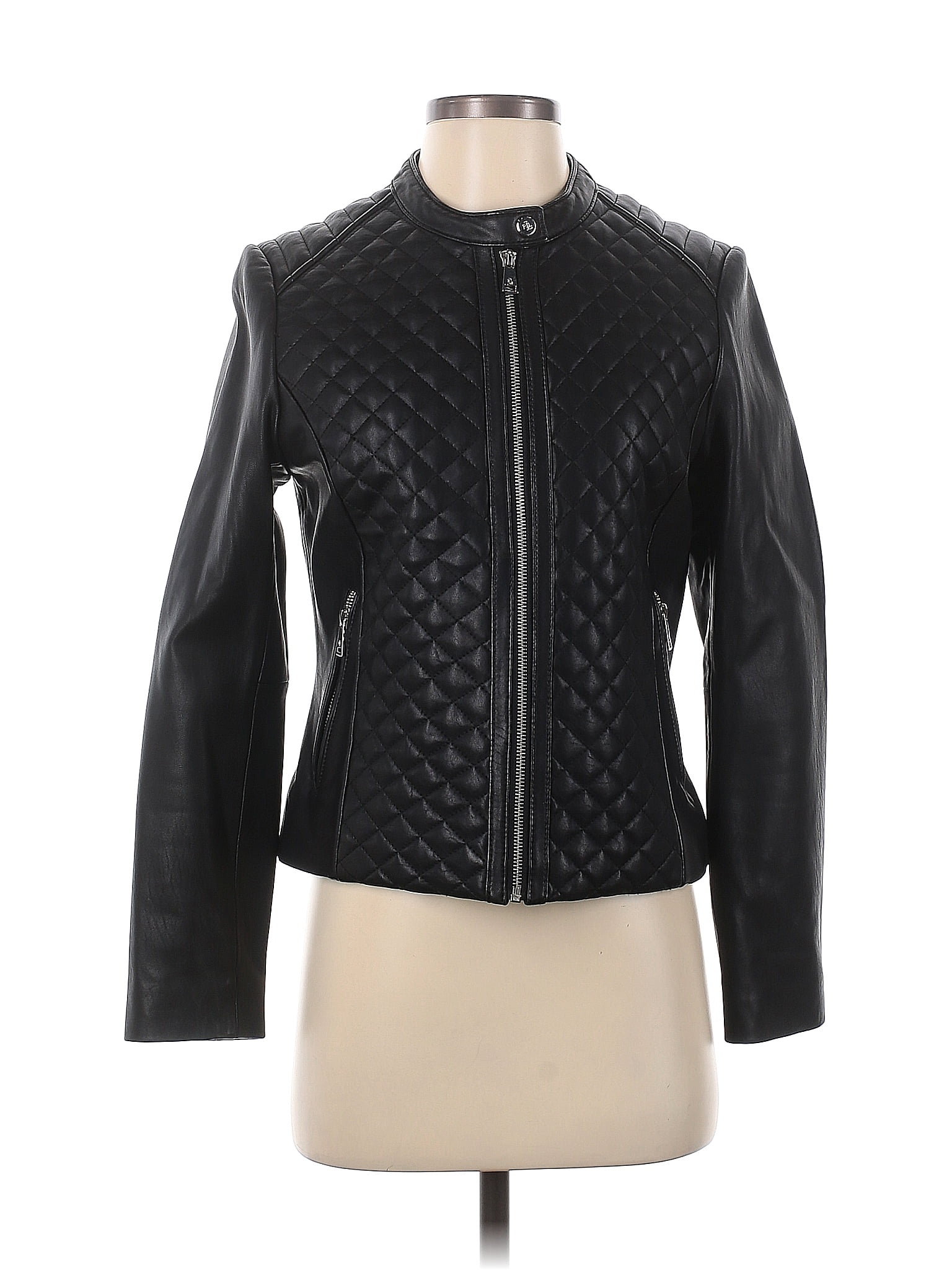 Lauren by Ralph Lauren 100% Leather Solid Black Leather Jacket Size XS ...