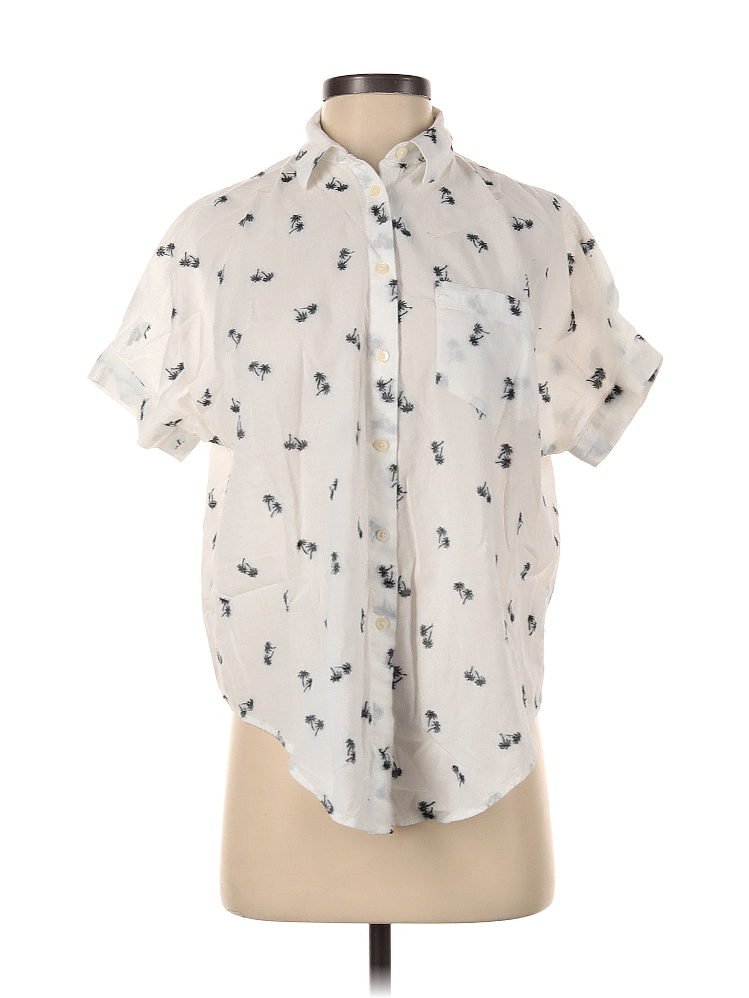 Madewell 100 Cotton White Ivory Short Sleeve Button Down Shirt Size Xs