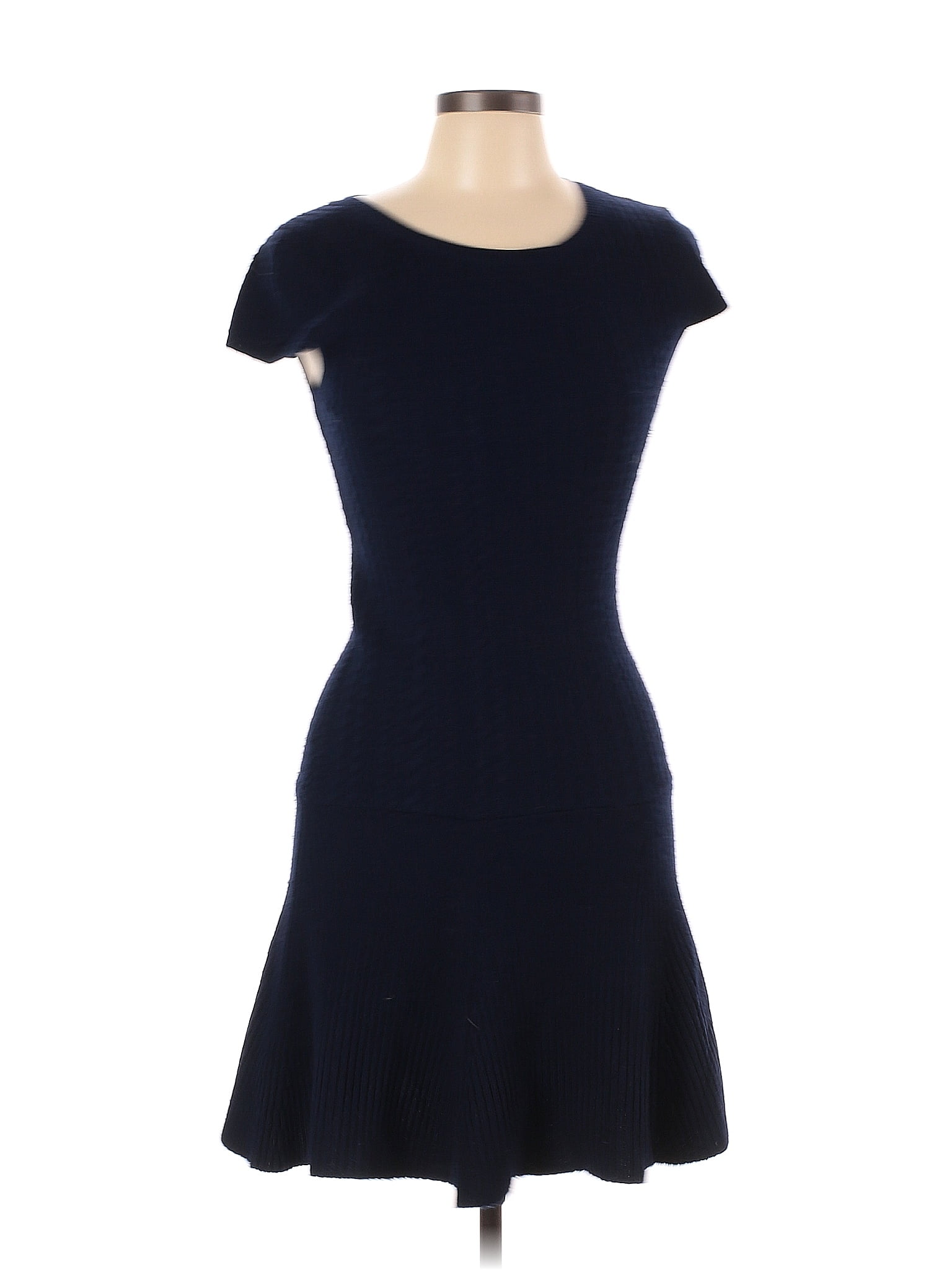 Alice Olivia 100 Wool Solid Navy Blue Casual Dress Size L 83 Off