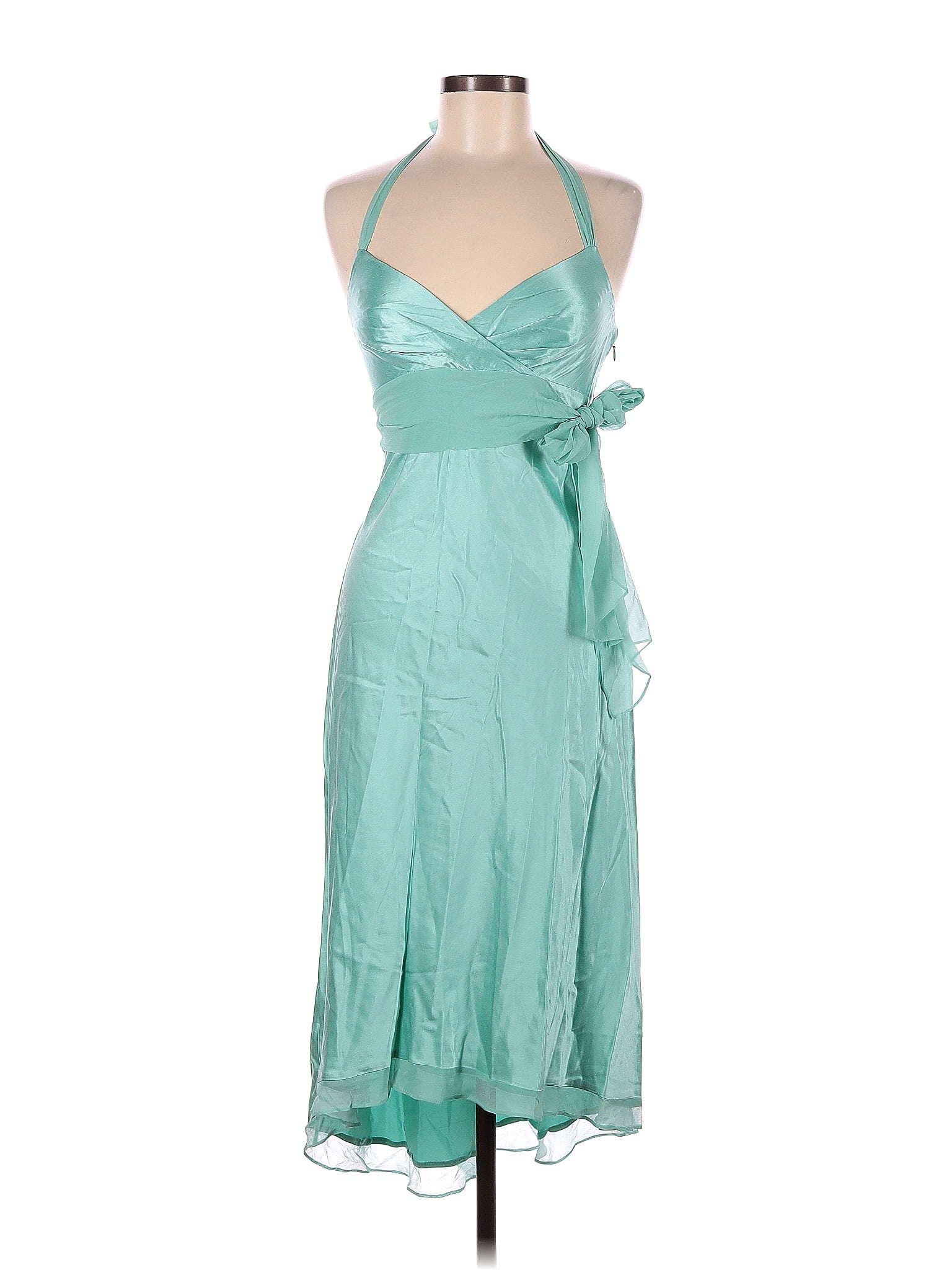 Bcbgmaxazria 100 Silk Solid Blue Teal Cocktail Dress Size 6 82 Off