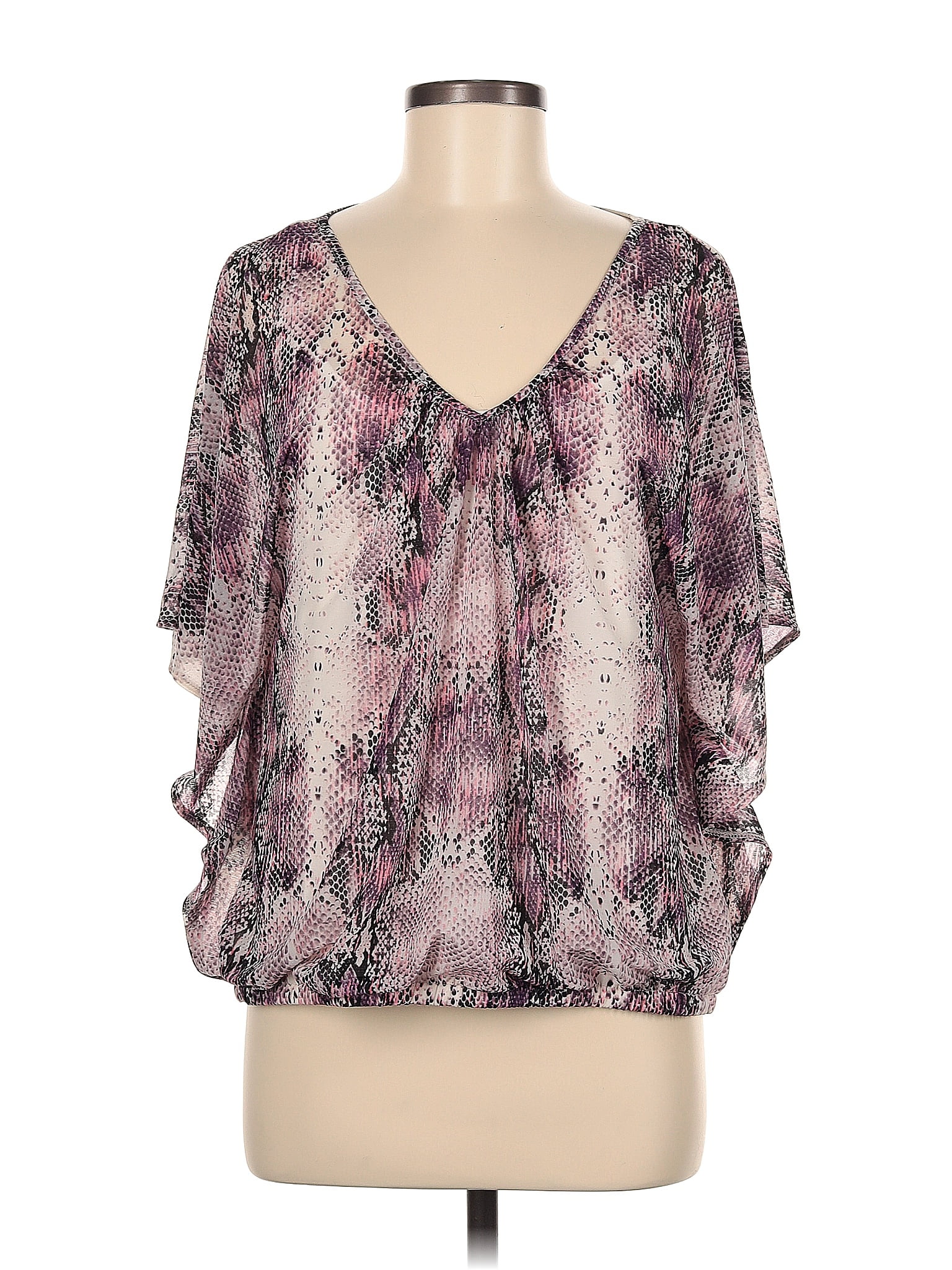 Jennifer Lopez 100 Polyester Purple Short Sleeve Blouse Size M 65
