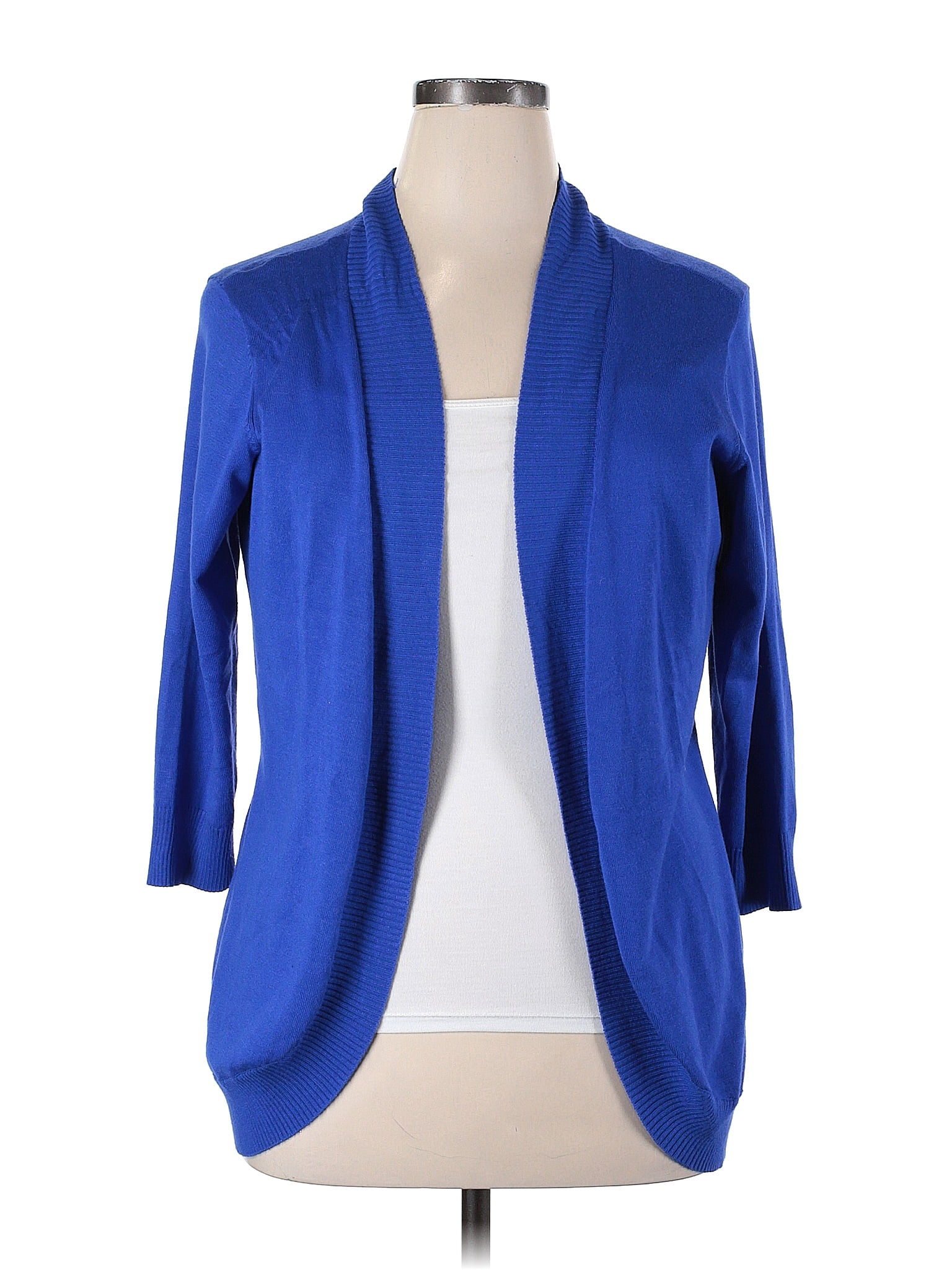 Simply Emma Color Block Solid Sapphire Blue Cardigan Size 1X (Plus ...