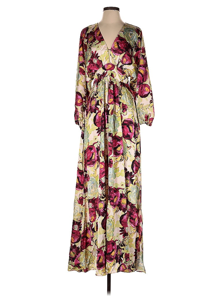 AaKaa Floral Multi Color Burgundy Casual Dress Size S - 58% off | ThredUp