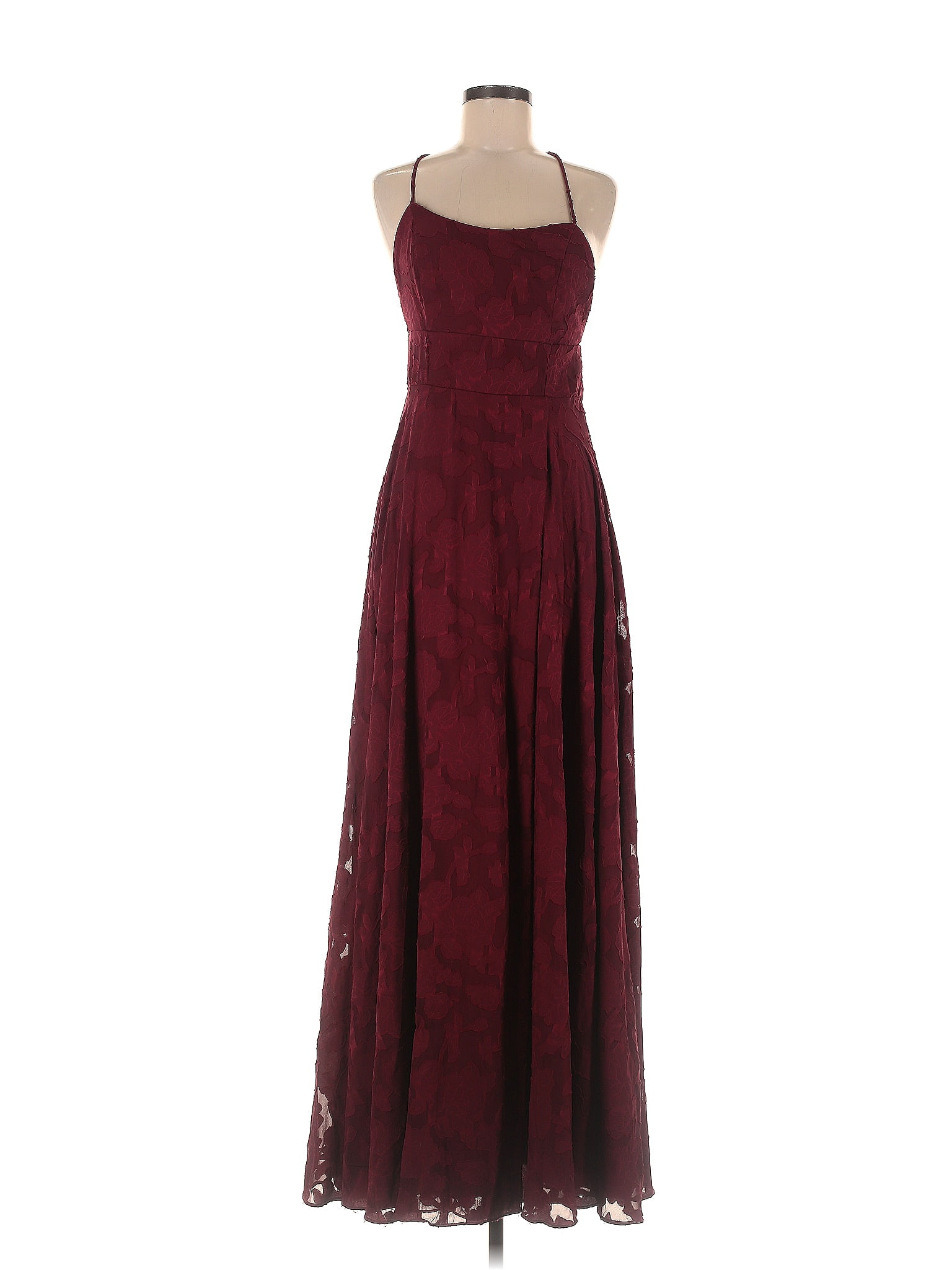 Lulus 100 Polyester Solid Maroon Burgundy Cocktail Dress Size M 55