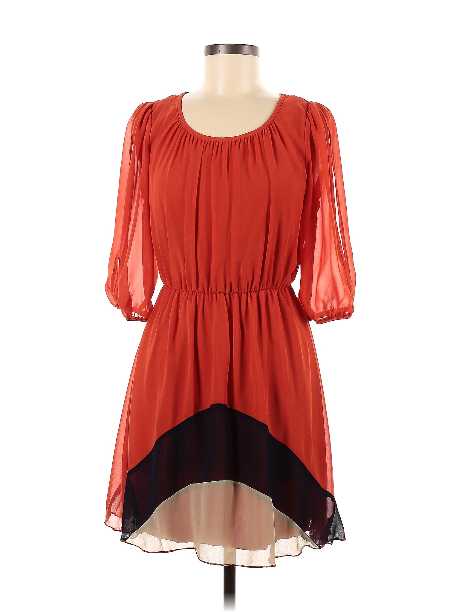 Sweet Storm 100% Polyester Solid Burnt Orange Red Casual Dress Size M ...