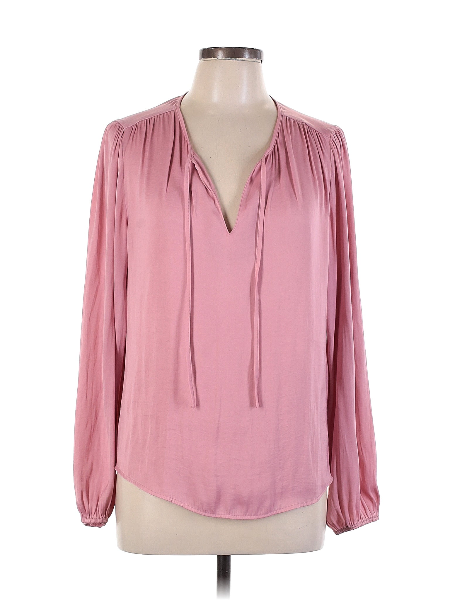 Banana Republic Factory Store 100% Polyester Solid Pink Long Sleeve Blouse Size L - 67% off ...