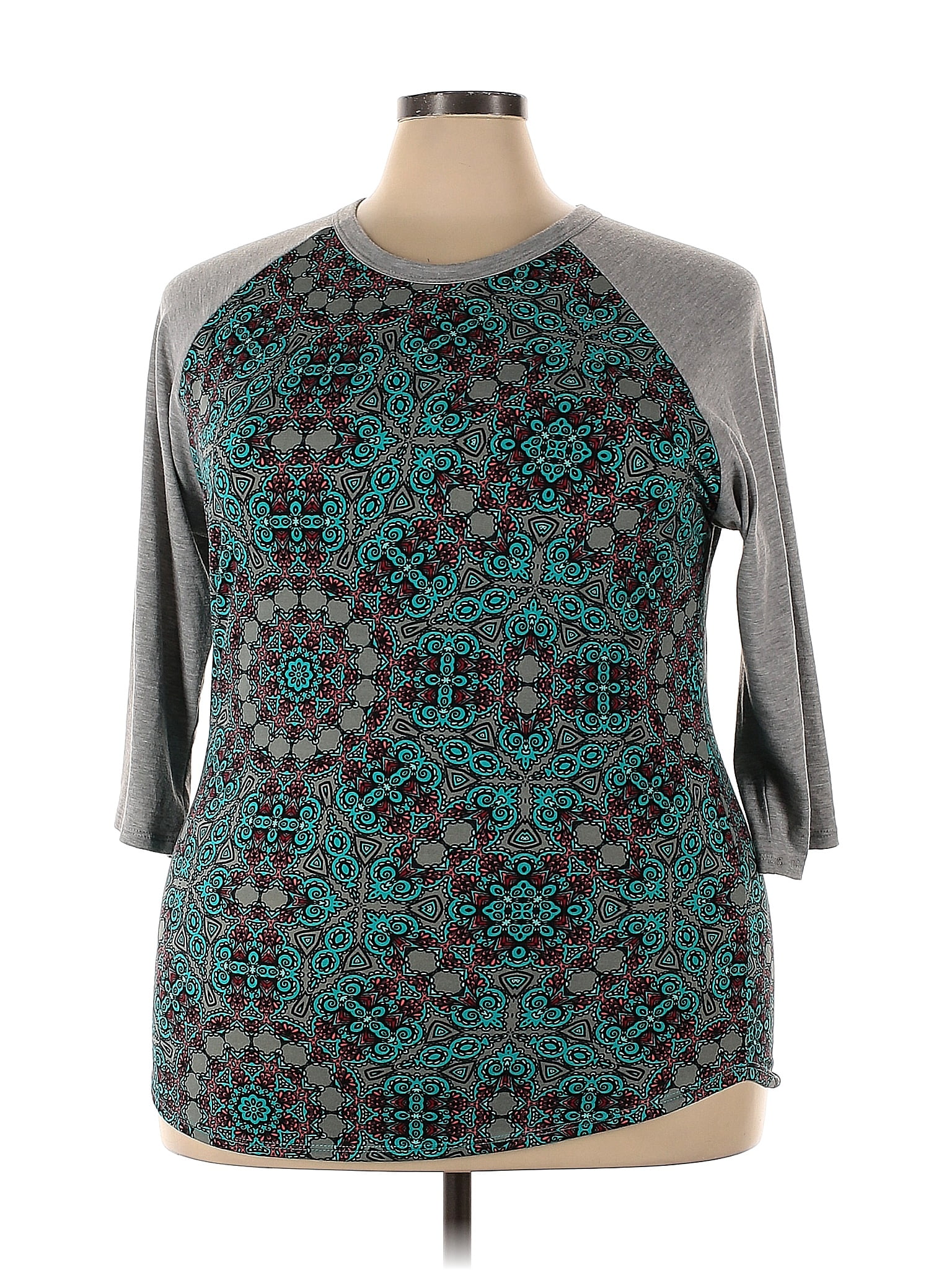 Lularoe Color Block Multi Color Gray Long Sleeve T-Shirt Size 3X (Plus ...