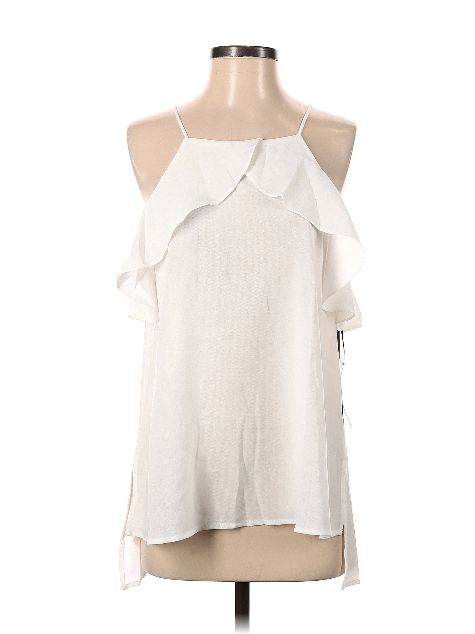 Doe & Rae 100% Polyester Solid White Ivory Sleeveless Blouse Size S ...