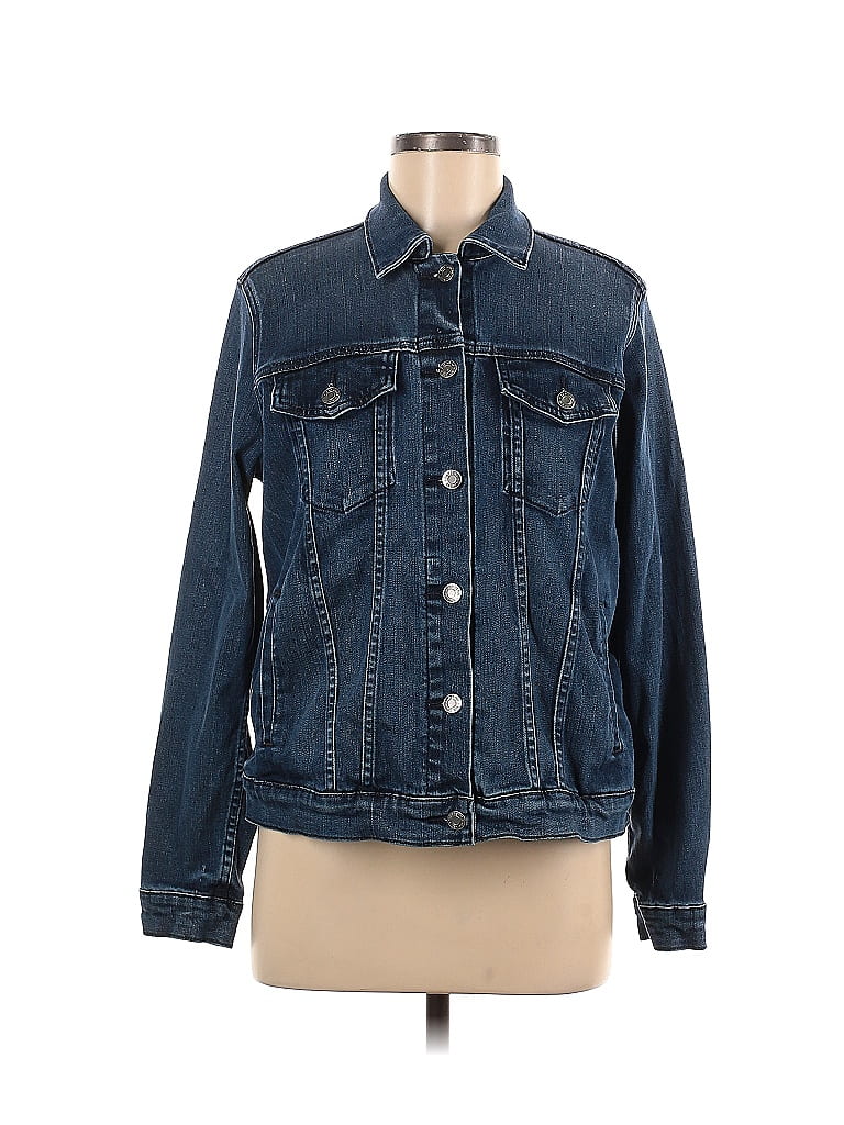 Gap Solid Blue Denim Jacket Size L 66 Off Thredup