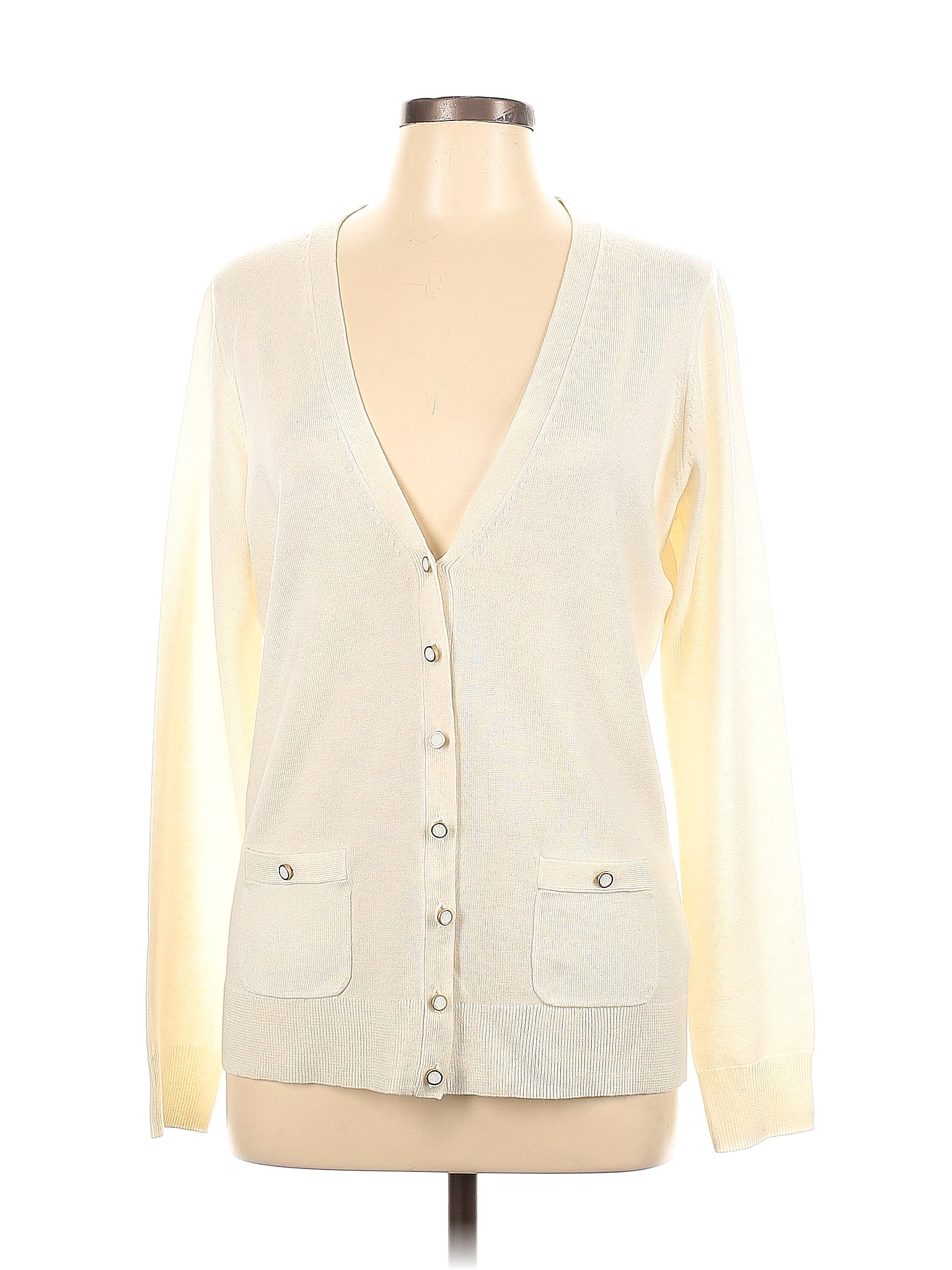 Banana Republic Color Block Solid Ivory Cardigan Size L - 72% off | ThredUp