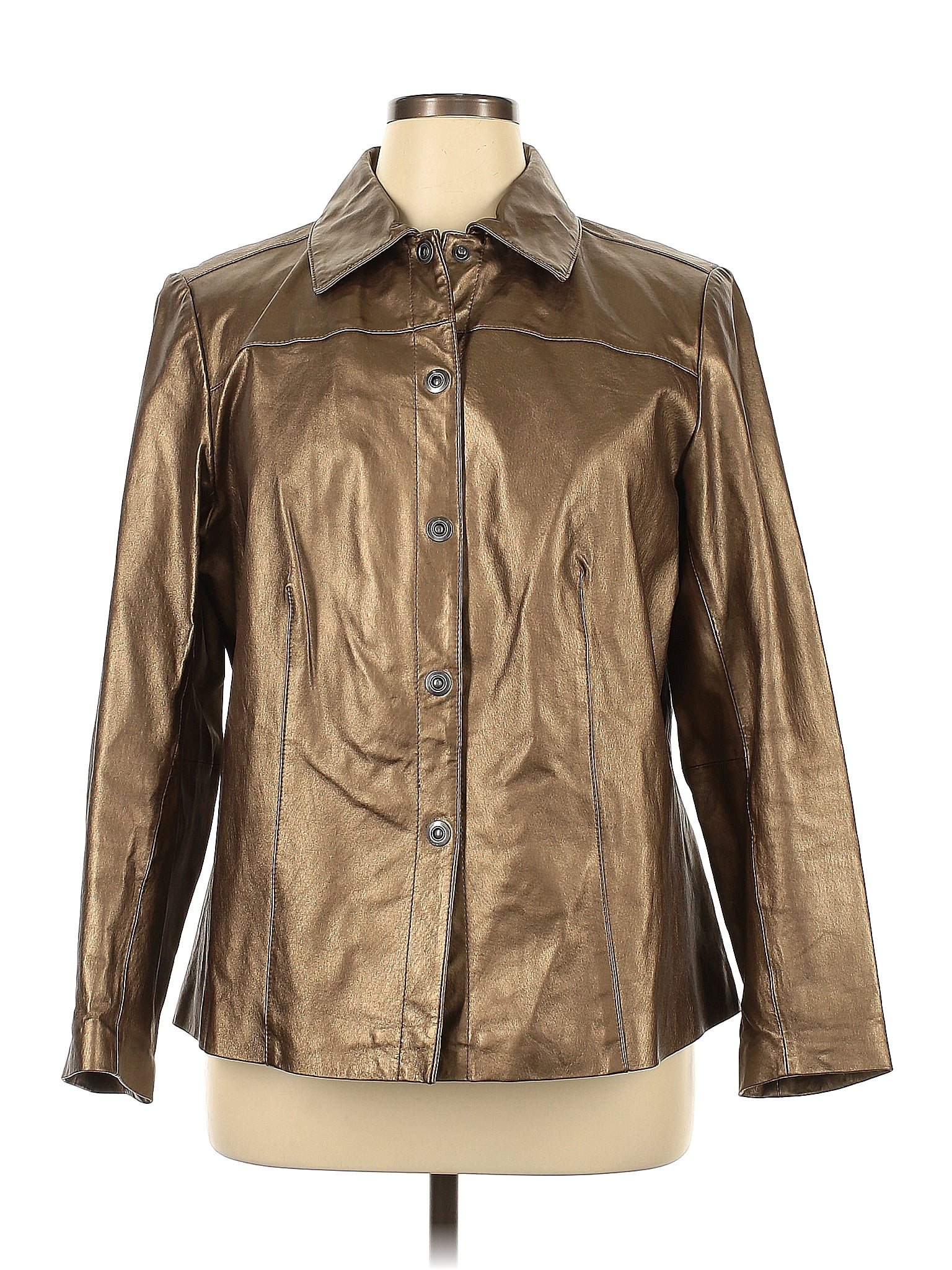 Bernardo Fashions 100% Leather Brown Gold Leather Jacket Size 1X (Plus ...