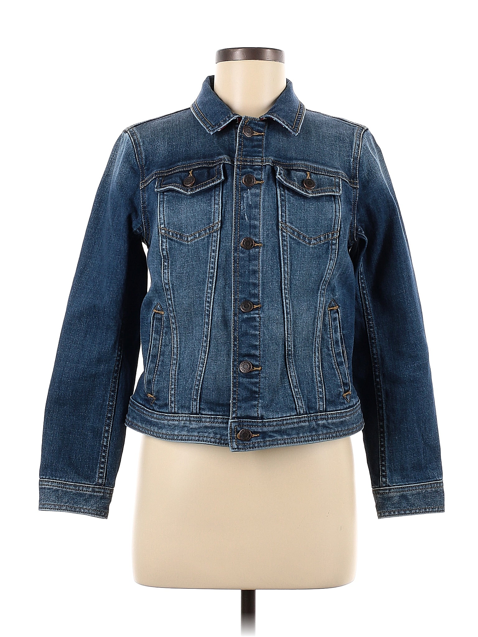 Talbots Solid Blue Denim Jacket Size M 72 Off Thredup