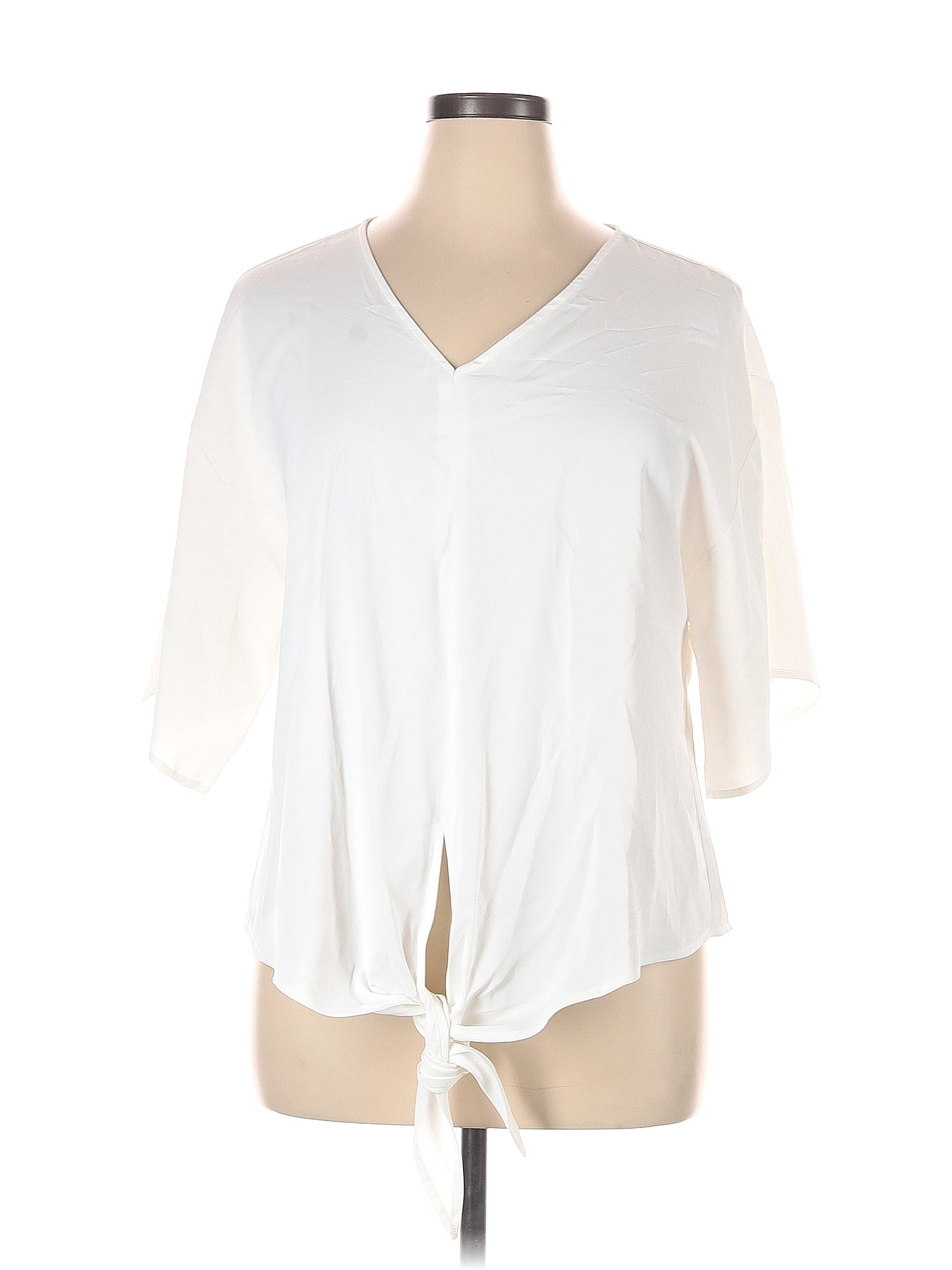 Viishow Solid White Short Sleeve Blouse Size Xl 54 Off Thredup