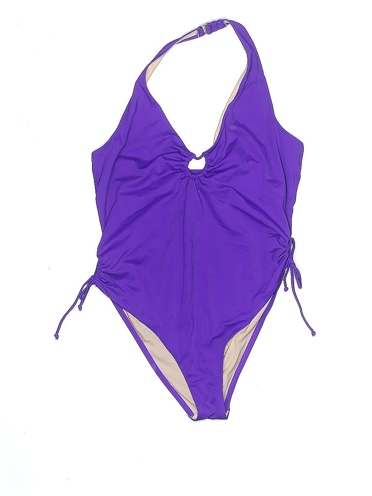 Swimsuits For All Solid Purple One Piece Swimsuit Size 28 Plus 57