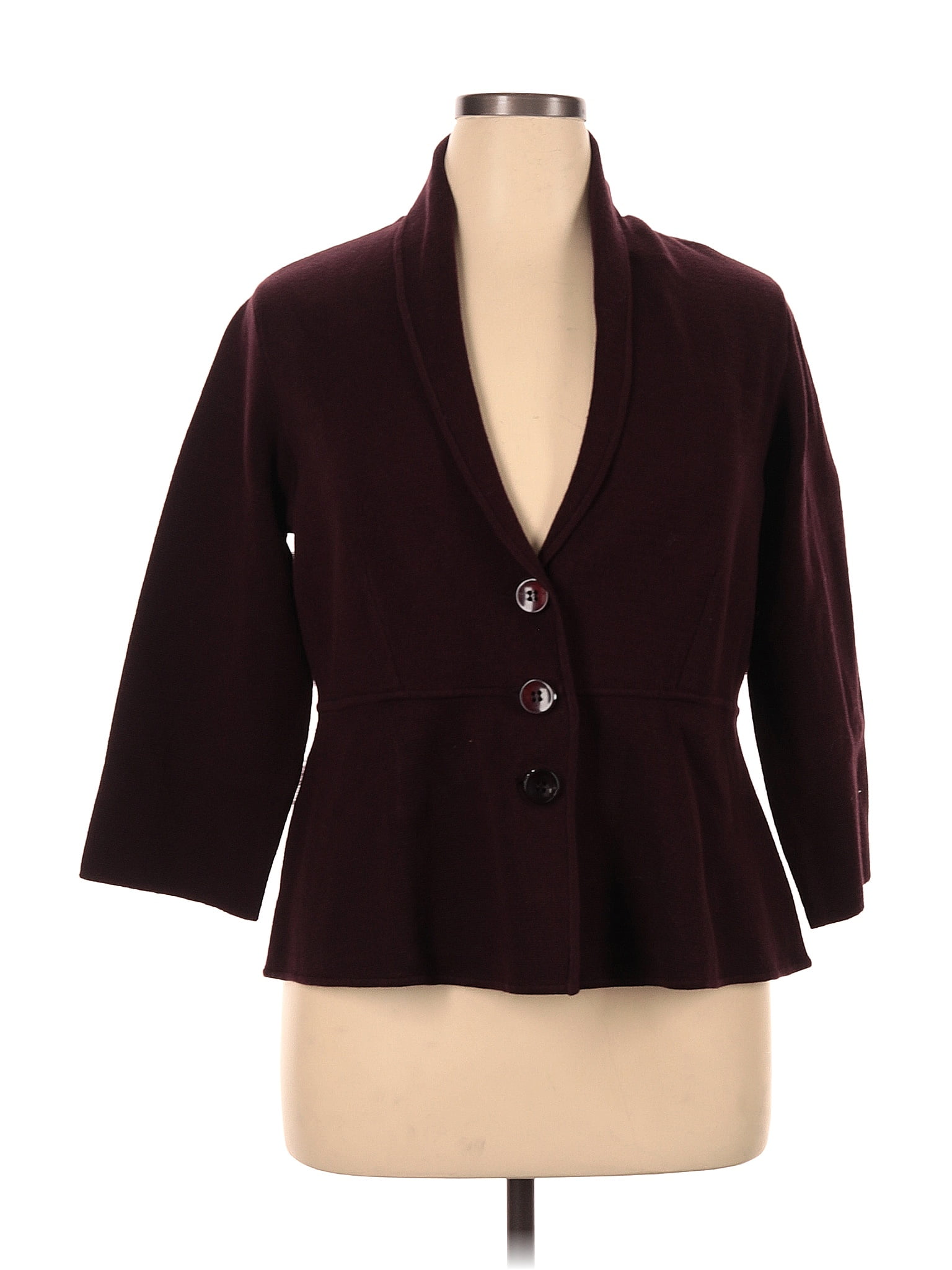 Alfani Color Block Solid Burgundy Cardigan Size 1X (Plus) - 66% off ...