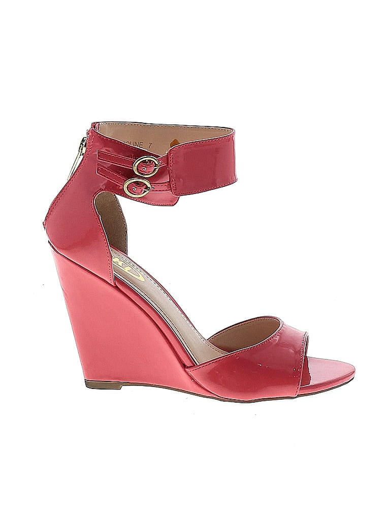 Yoki Solid Red Wedges Size 7 - 57% off | ThredUp