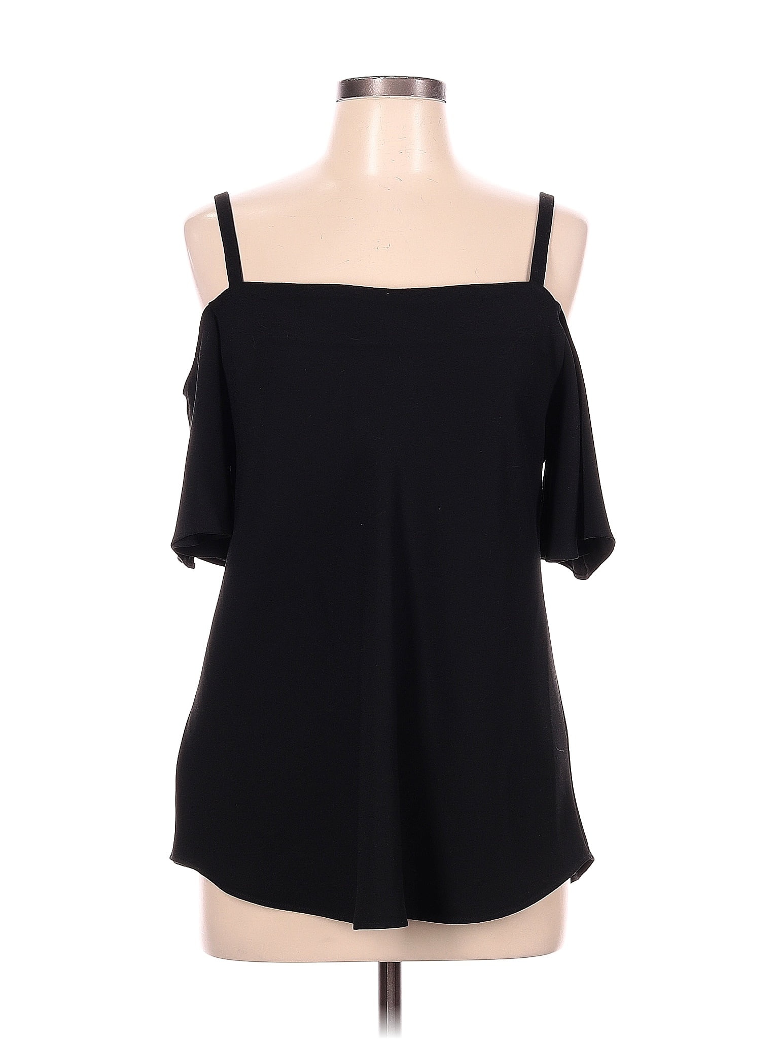 Ann Taylor Polka Dots Black Short Sleeve Blouse Size L 58 Off Thredup