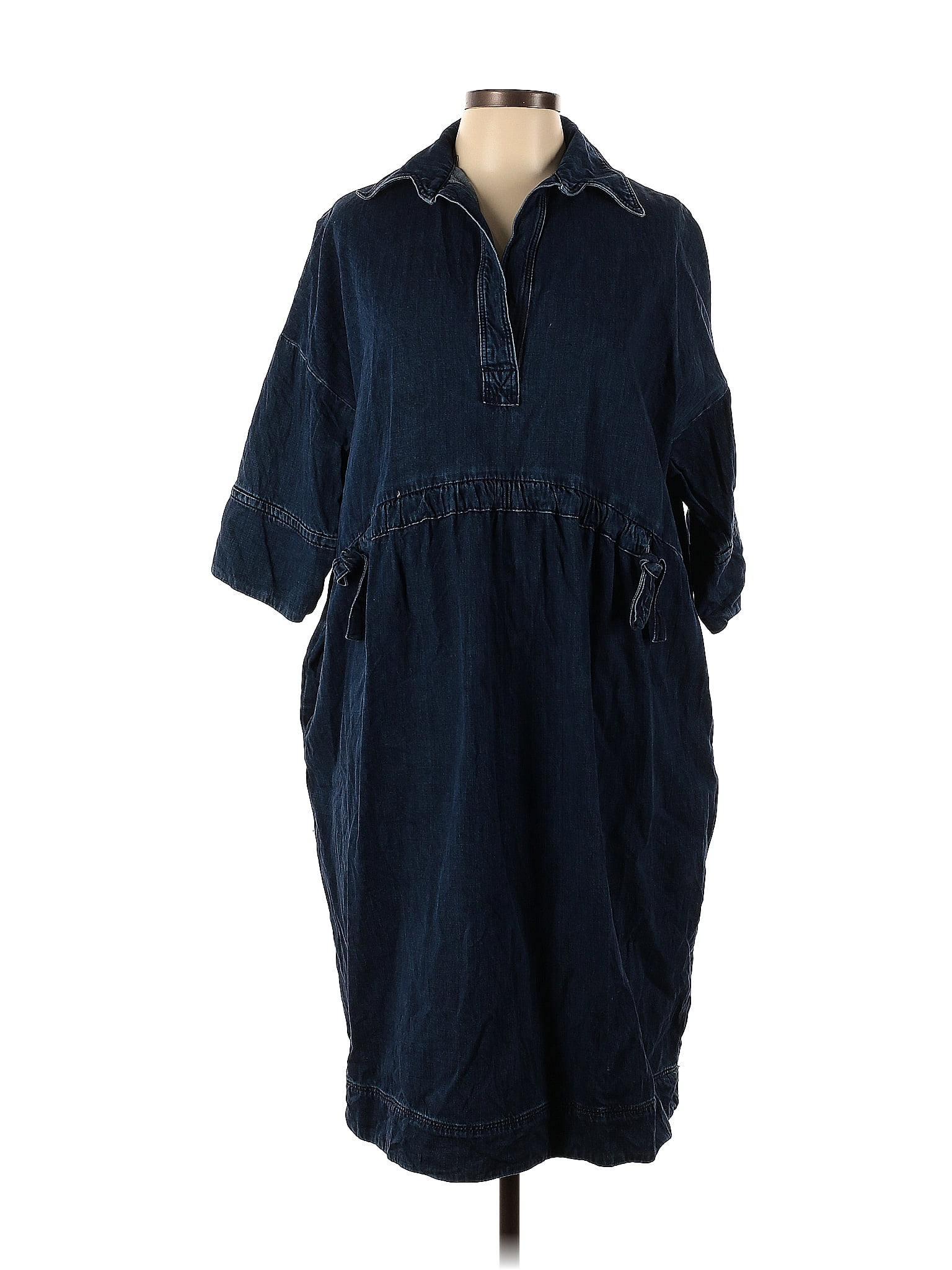 TOAST 100% Cotton Solid Navy Blue Casual Dress Size L - 66% off | ThredUp