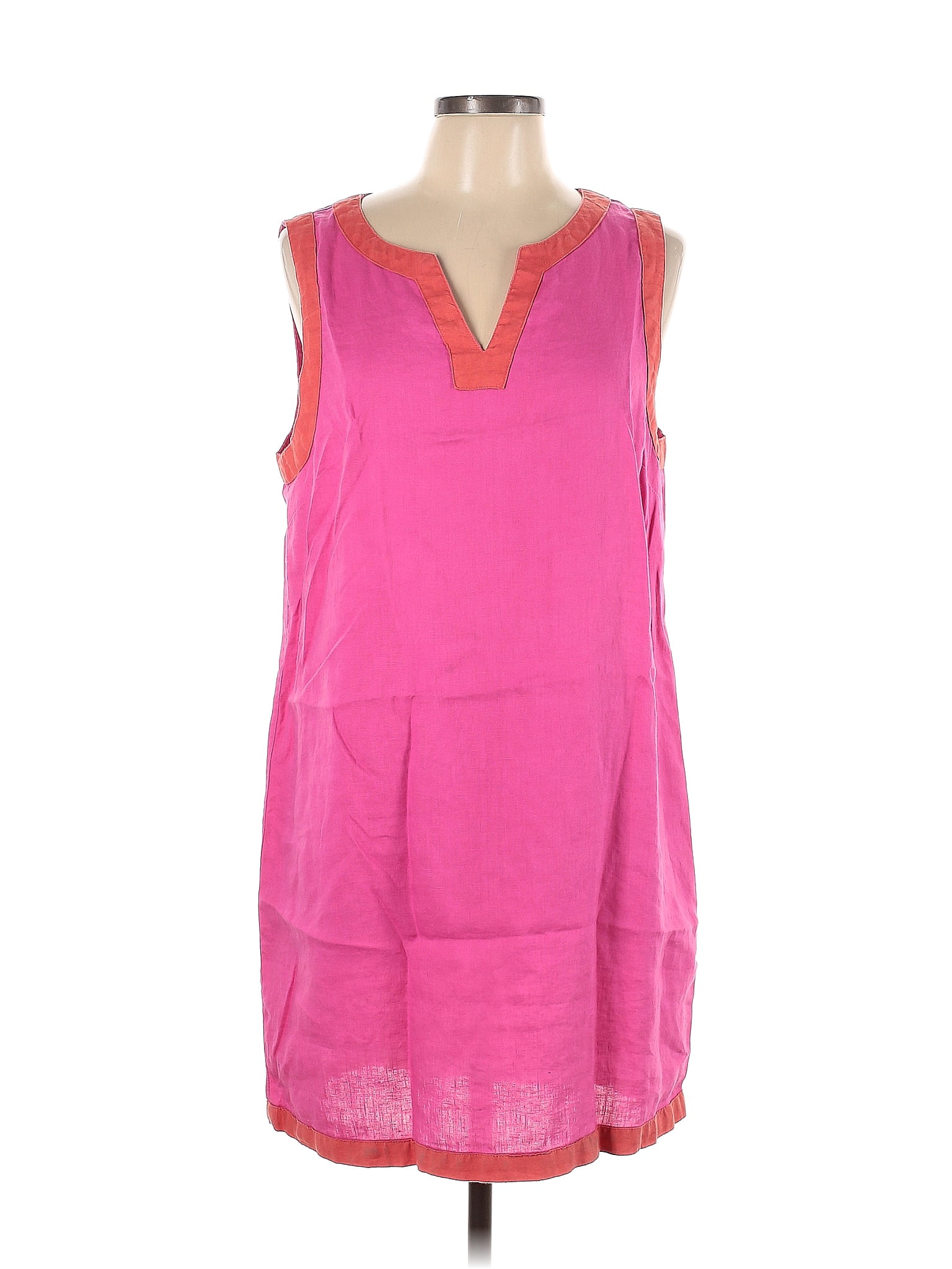 Sigrid Olsen 100 Linen Solid Pink Casual Dress Size L 73 Off Thredup