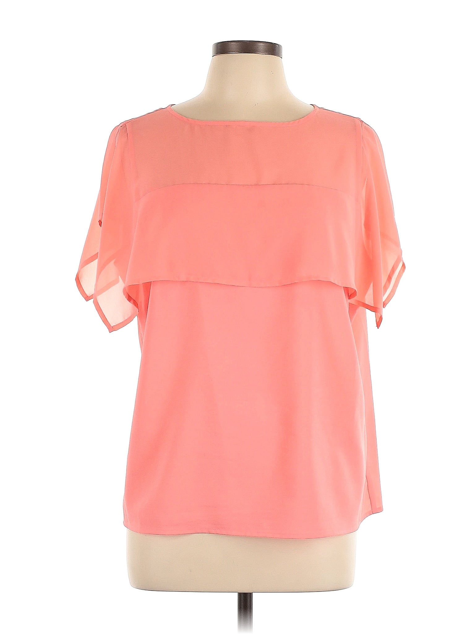 Covington 100 Polyester Orange Pink Short Sleeve Blouse Size L 60