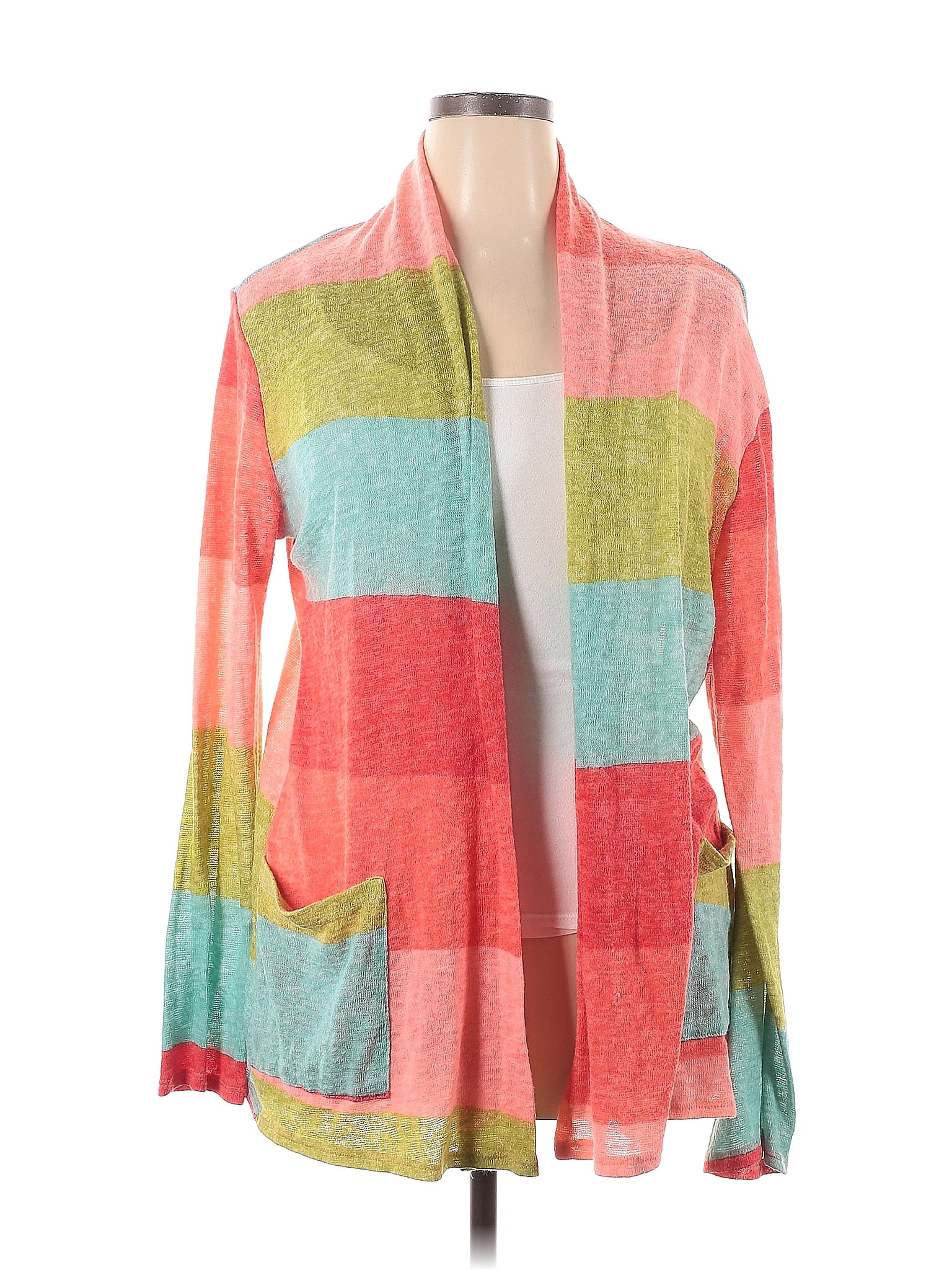 Egs Color Block Stripes Multi Color Orange Cardigan Size XL - 81% off ...