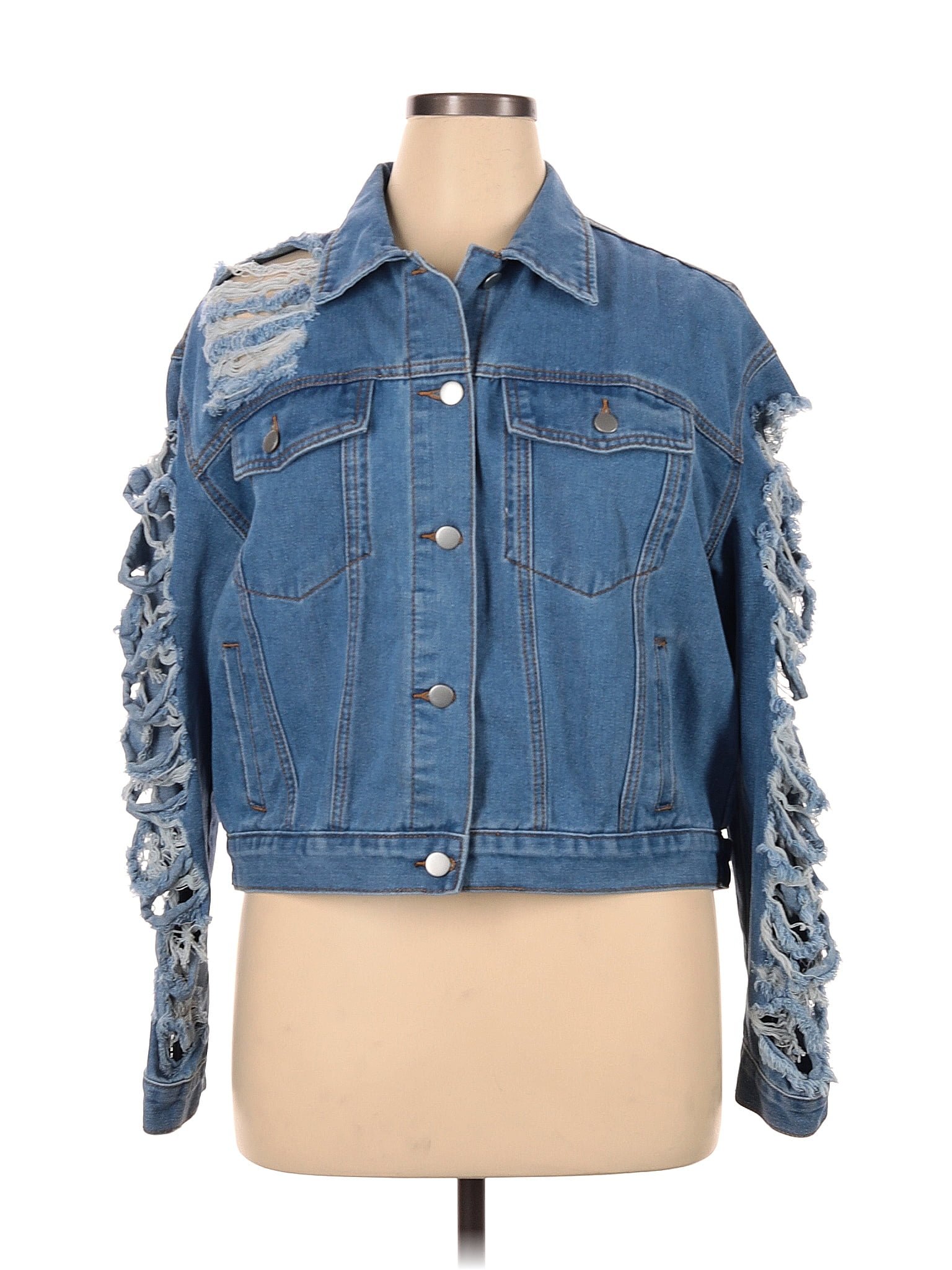 Shein Blue Denim Jacket Size 1X (Plus) - 37% off | ThredUp