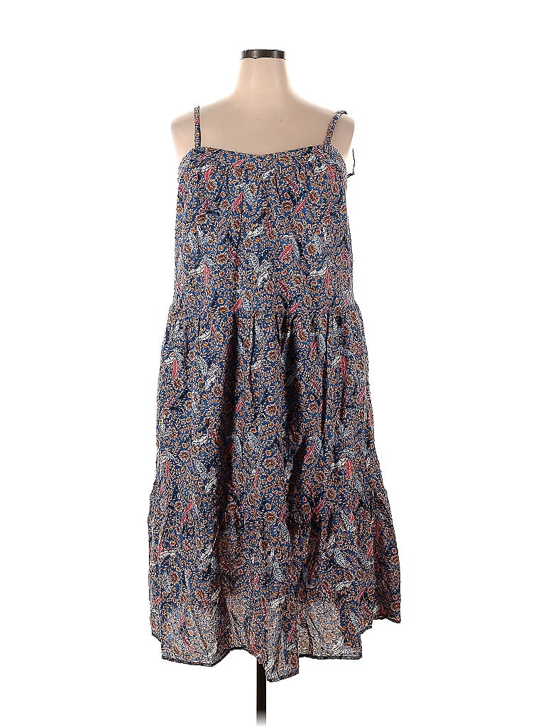 Knox Rose 100 Cotton Paisley Multi Color Blue Casual Dress Size Xxl