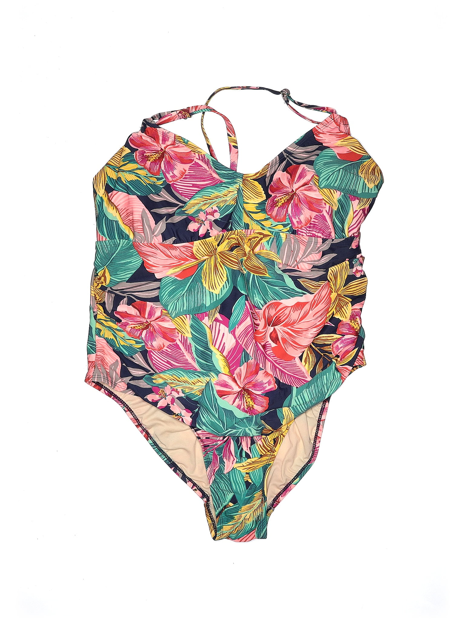 Kona Sol Floral Multi Color Pink One Piece Swimsuit Size 22 (Plus) - 39 ...