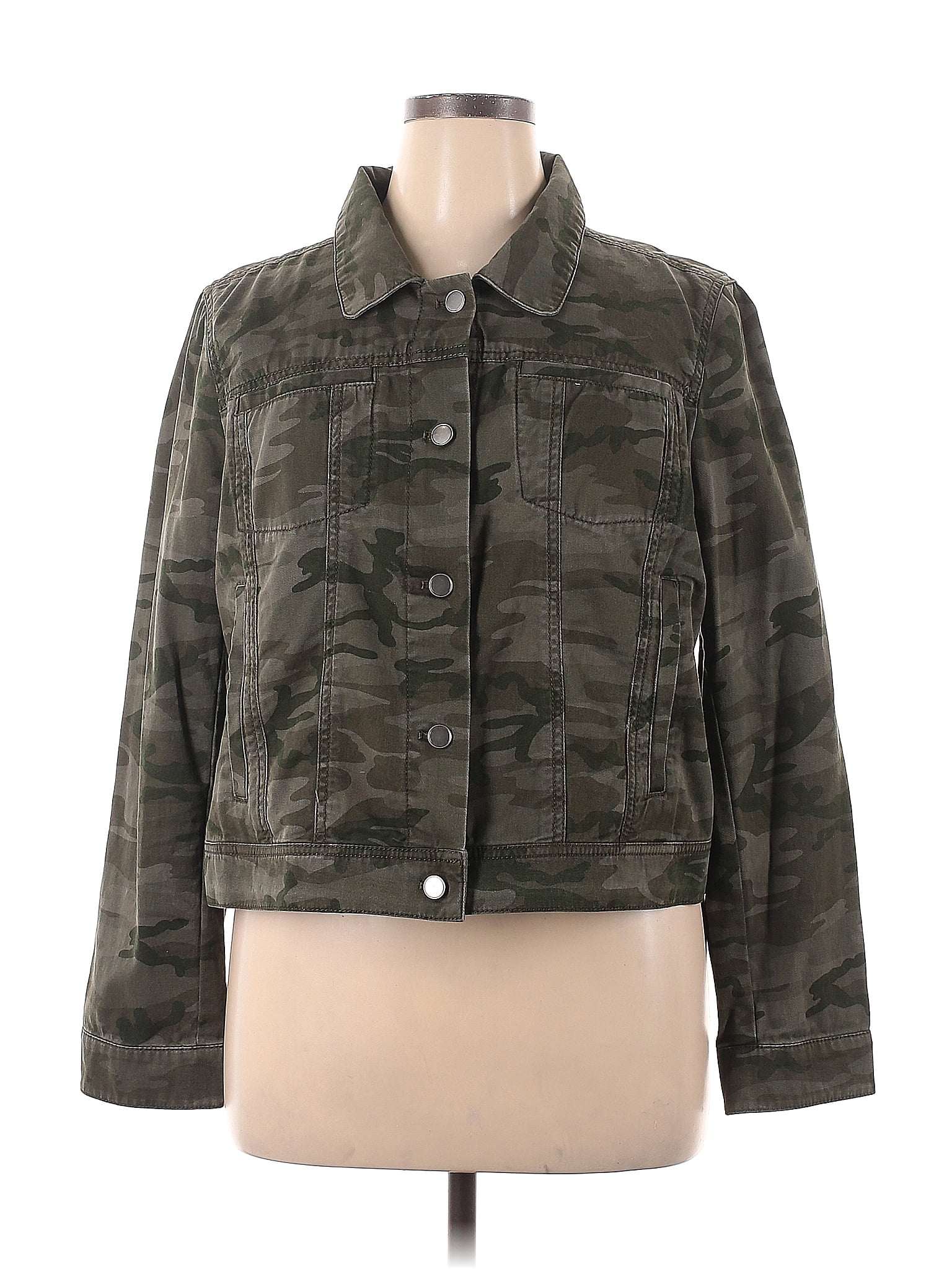 Ann Taylor LOFT 100% Cotton Camo Green Jacket Size XL - 70% off | ThredUp