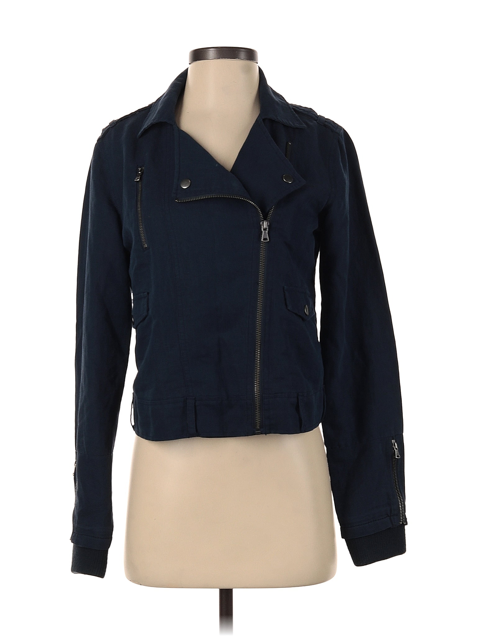 Paige Solid Navy Blue Jacket Size S - 79% off | ThredUp