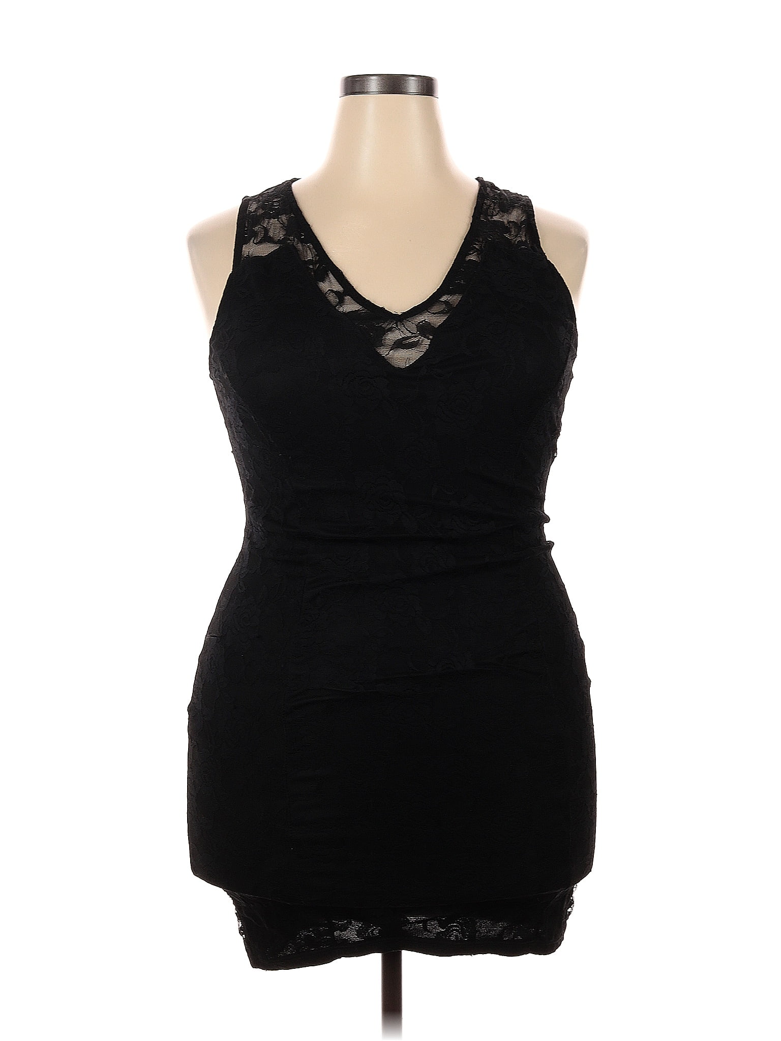 Symphony 100 Polyester Solid Black Cocktail Dress Size 2x Plus 60