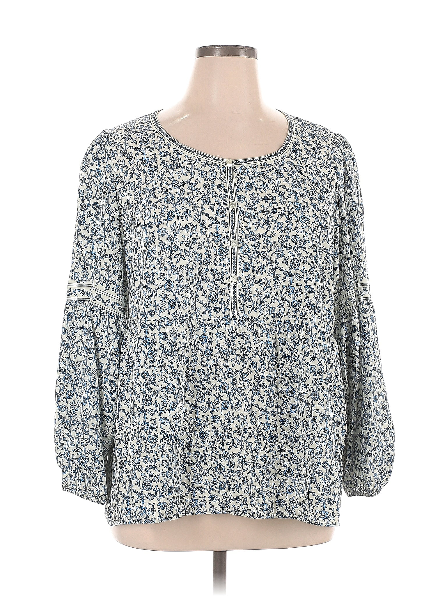 Max Studio 100% Rayon Blue Long Sleeve Blouse Size 1X (Plus) - 70% off ...