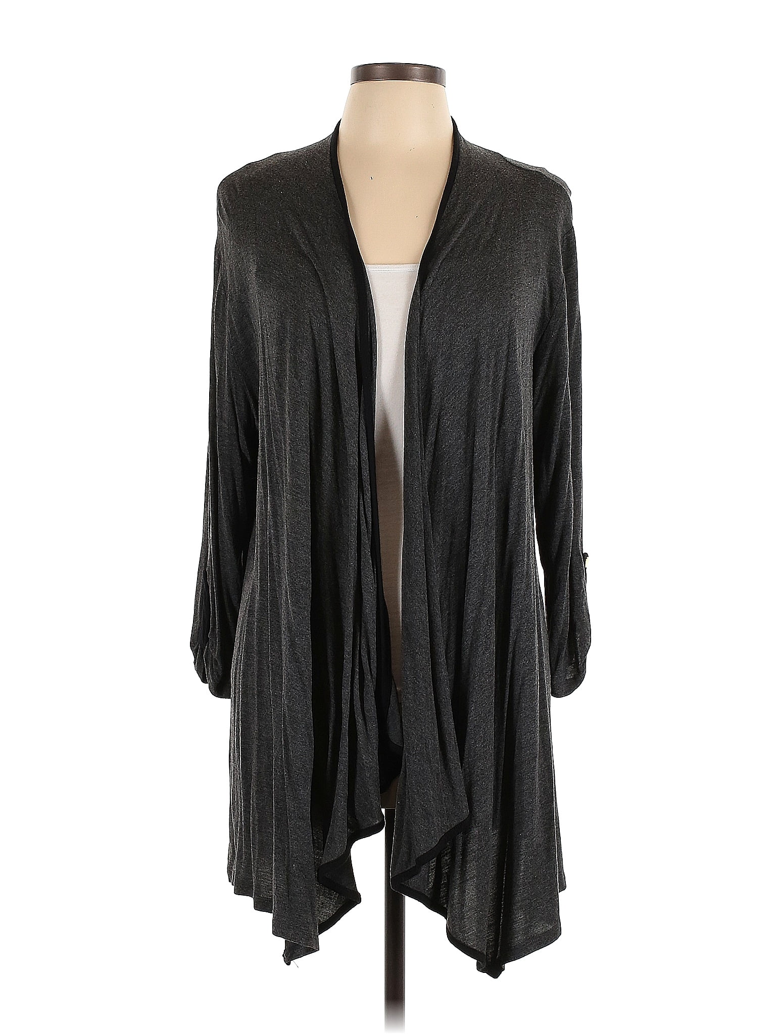 Ava James Color Block Solid Gray Cardigan Size L - 73% off | ThredUp