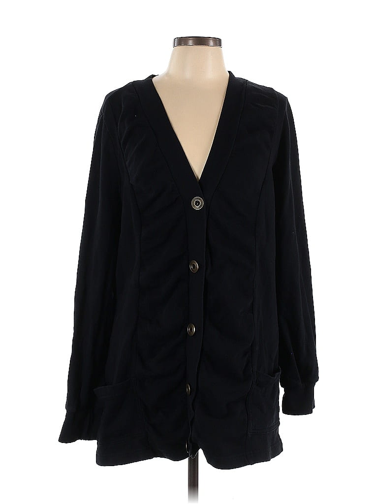 Xcvi 100 Cotton Color Block Solid Black Cardigan Size L 74 Off