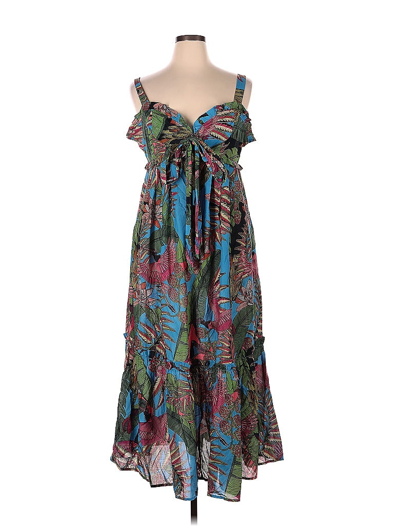 FARM Rio 100% Cotton Teal Casual Dress Size XL - 41% off | ThredUp