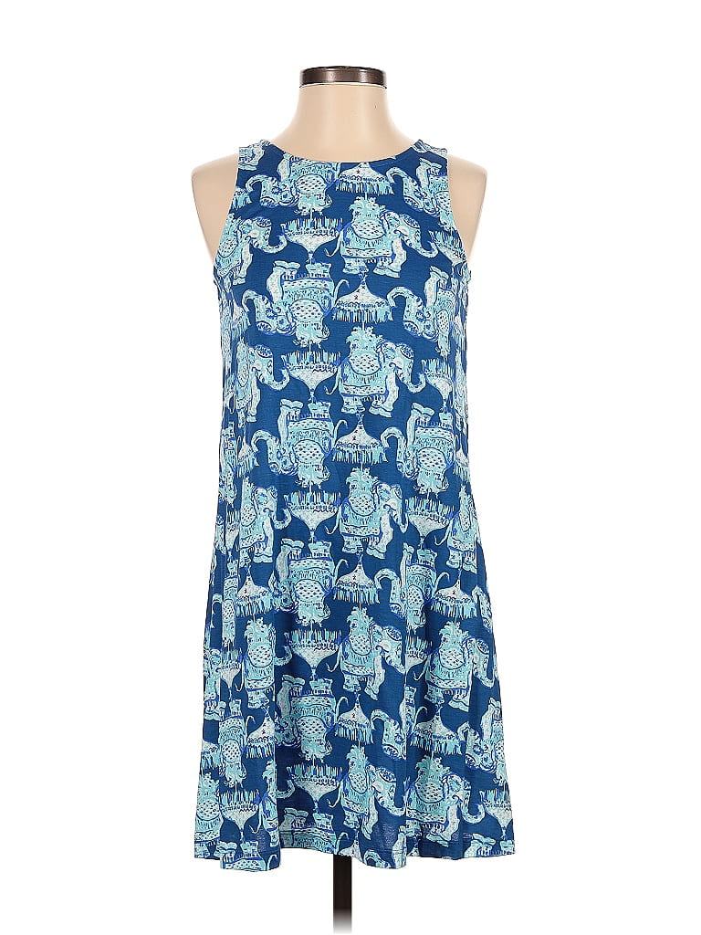 Lilly Pulitzer 100 Pima Cotton Multi Color Blue Casual Dress Size Xs