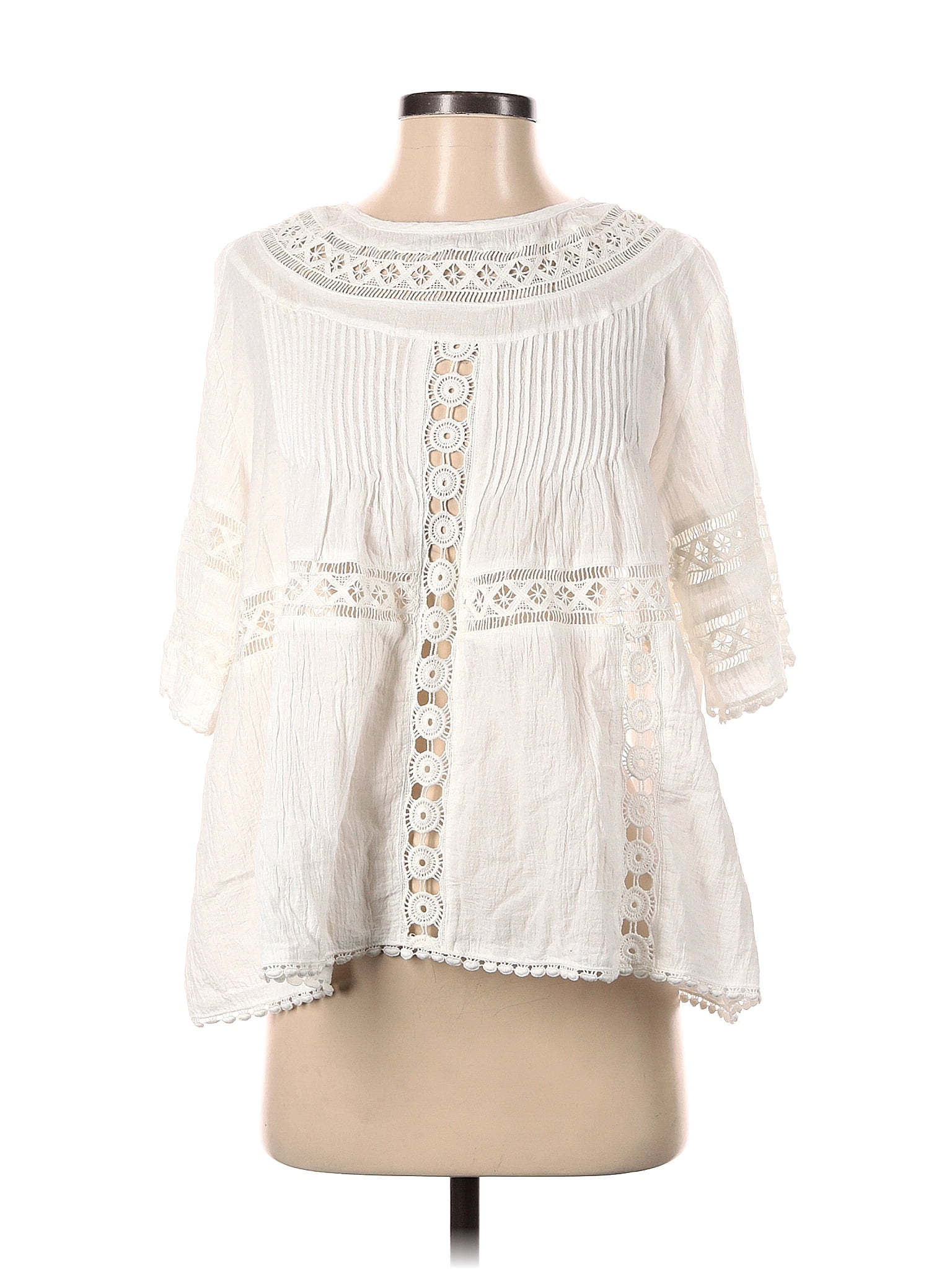Vici 100 Cotton White Ivory Short Sleeve Blouse Size S 72 Off Thredup