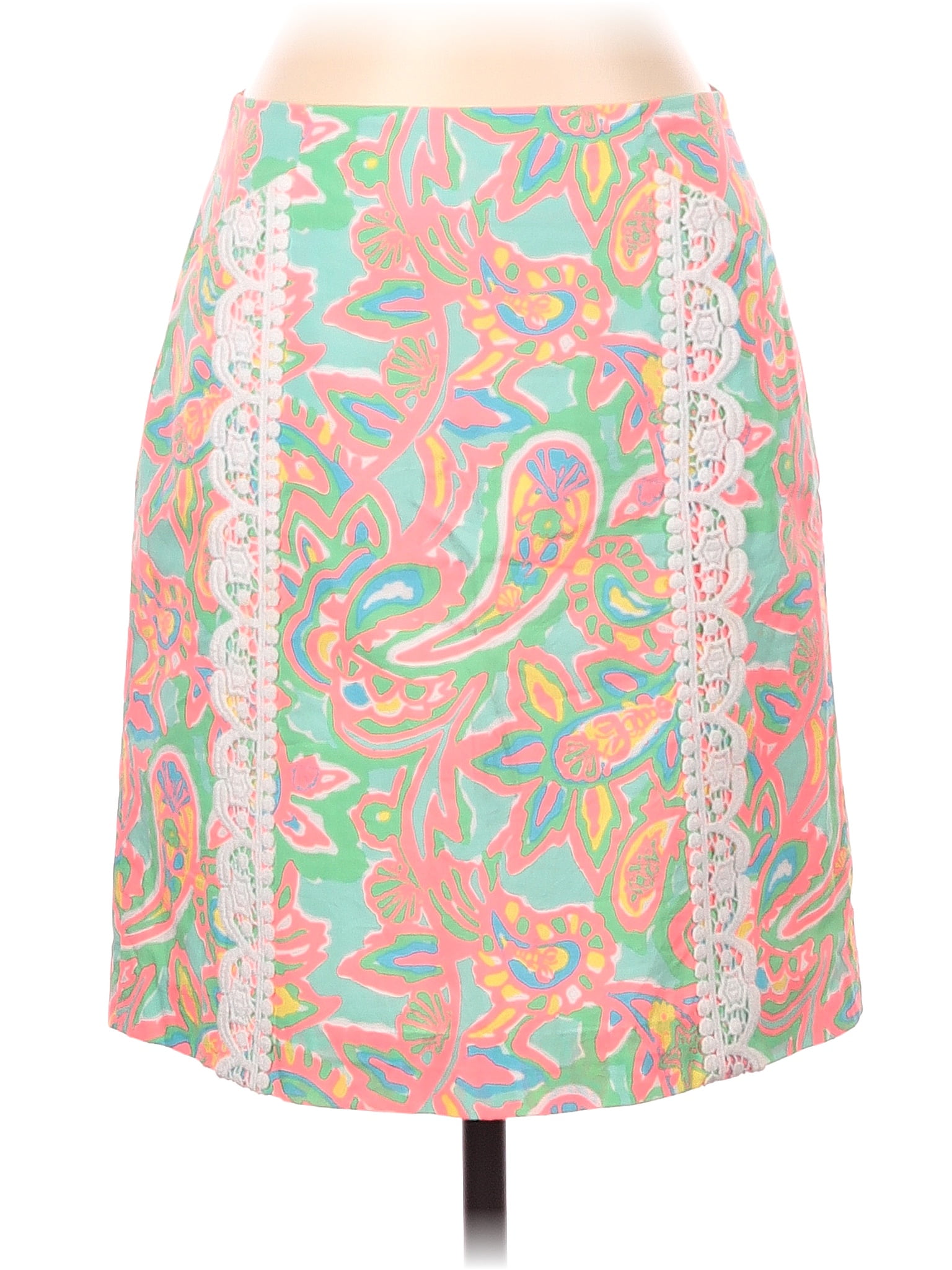 Lilly Pulitzer 100 Cotton Print Multi Color Green Casual Skirt Size 2