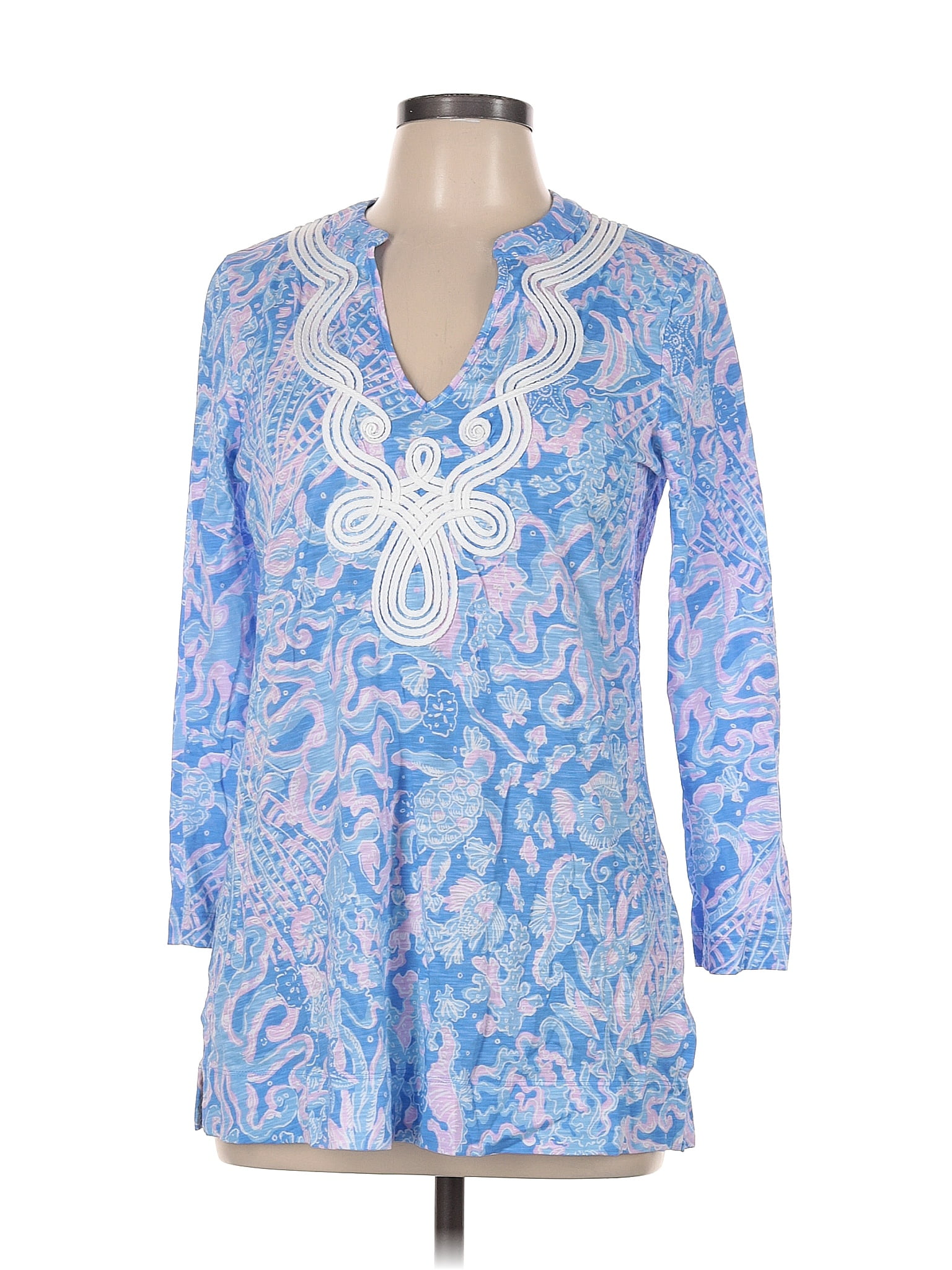 Lilly Pulitzer 100 Cotton Blue Long Sleeve Top Size M 66 Off Thredup