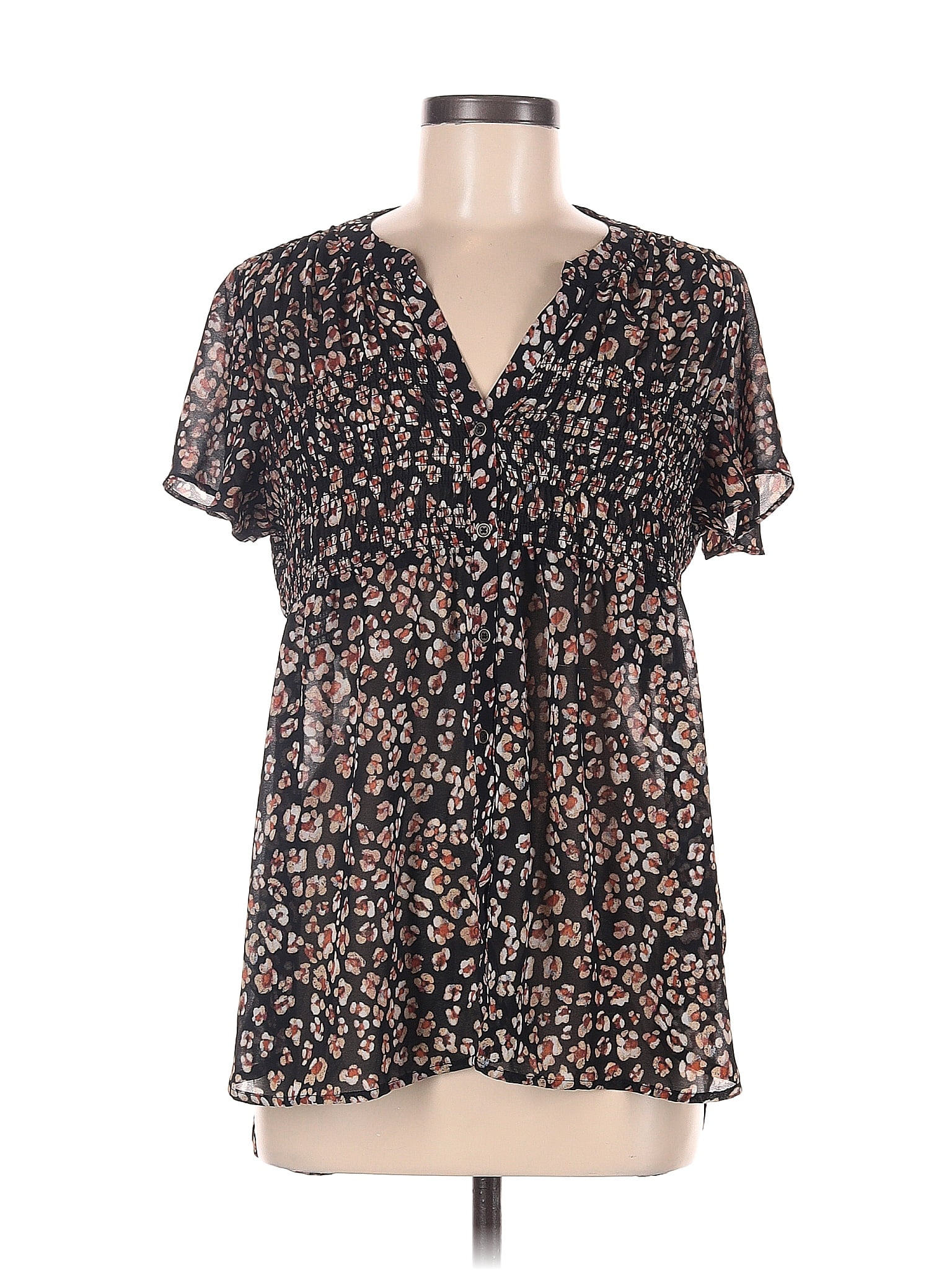 Knox Rose 100 Polyester Black Short Sleeve Blouse Size M 5 Off