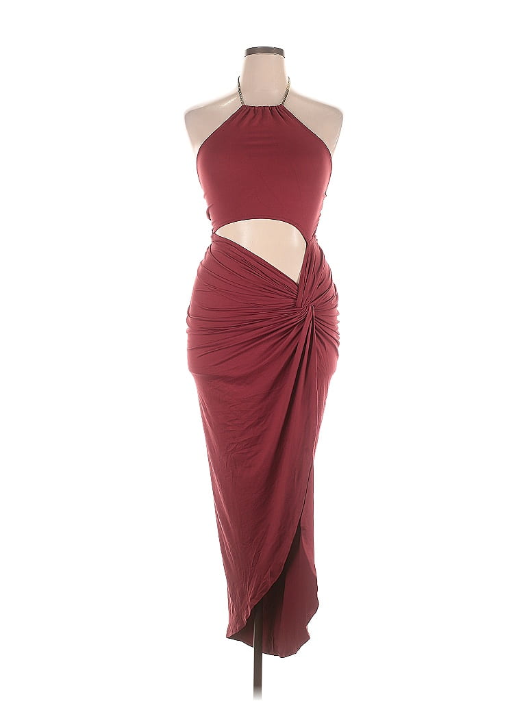Fashion Nova Solid Maroon Burgundy Casual Dress Size L 12 Off Thredup