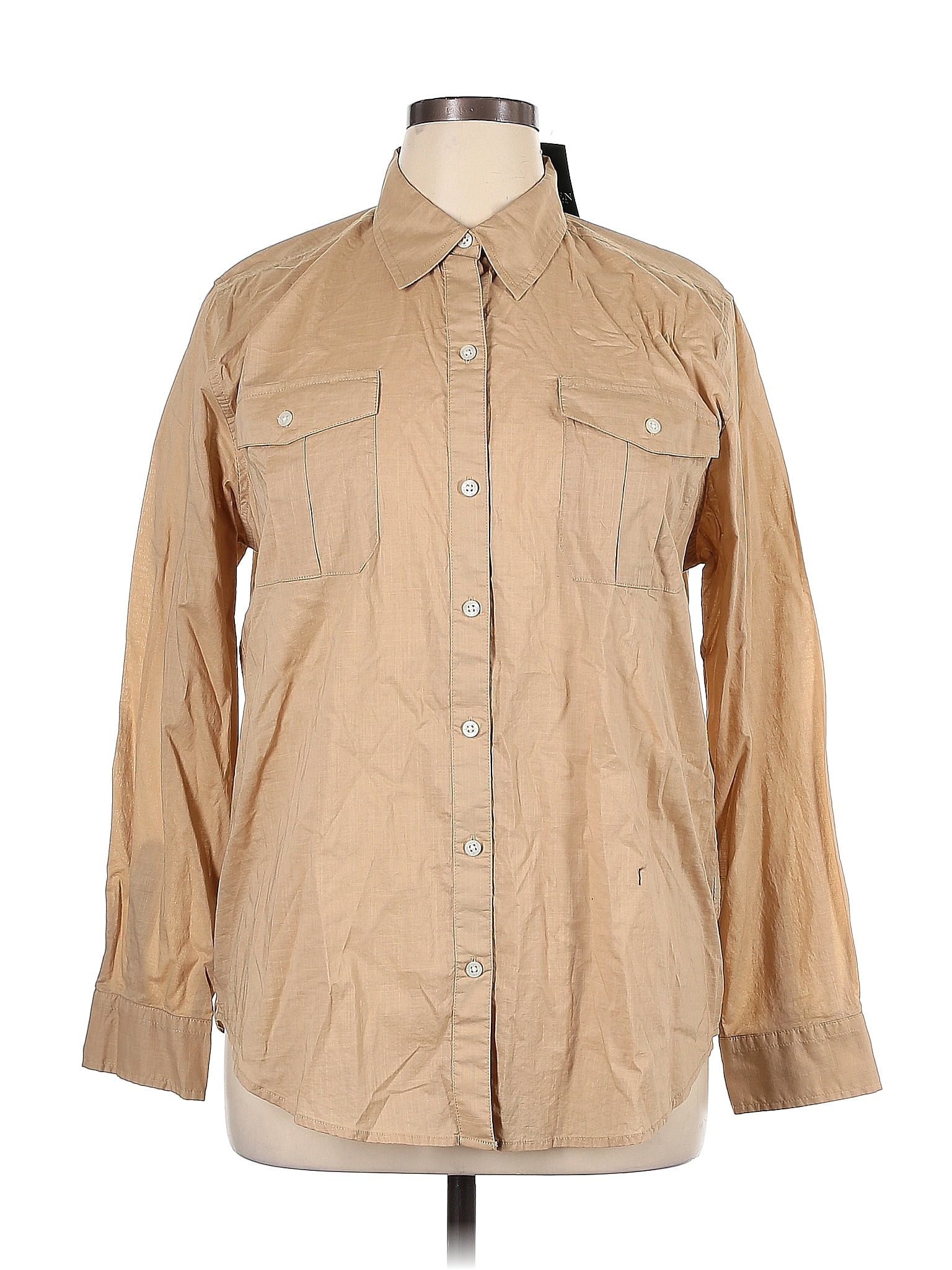 Lauren by Ralph Lauren 100% Cotton Tan Long Sleeve Button-Down Shirt Size XL - 72% off | ThredUp