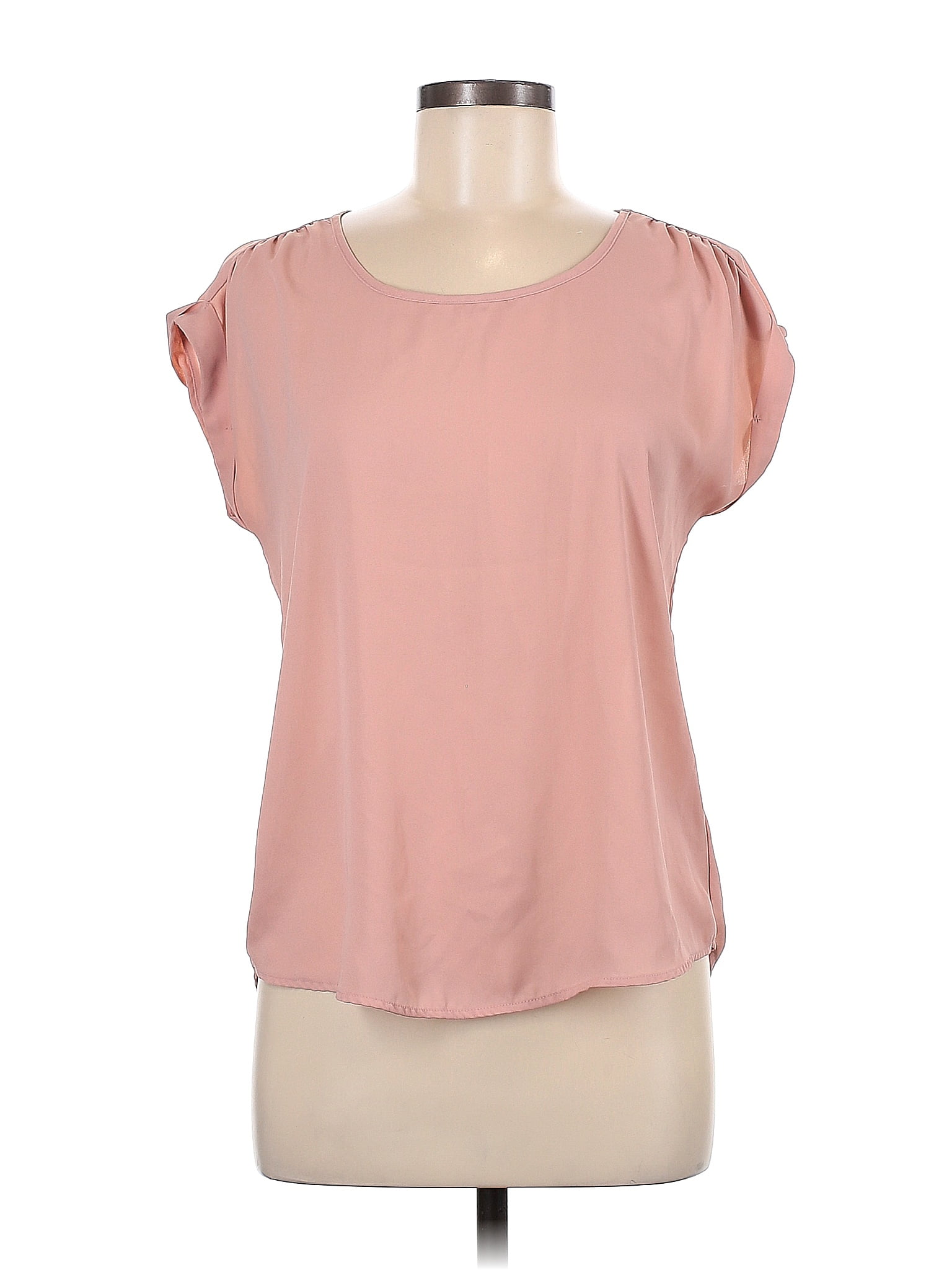 Pink Rose 100 Polyester Pink Short Sleeve Blouse Size M 51 Off