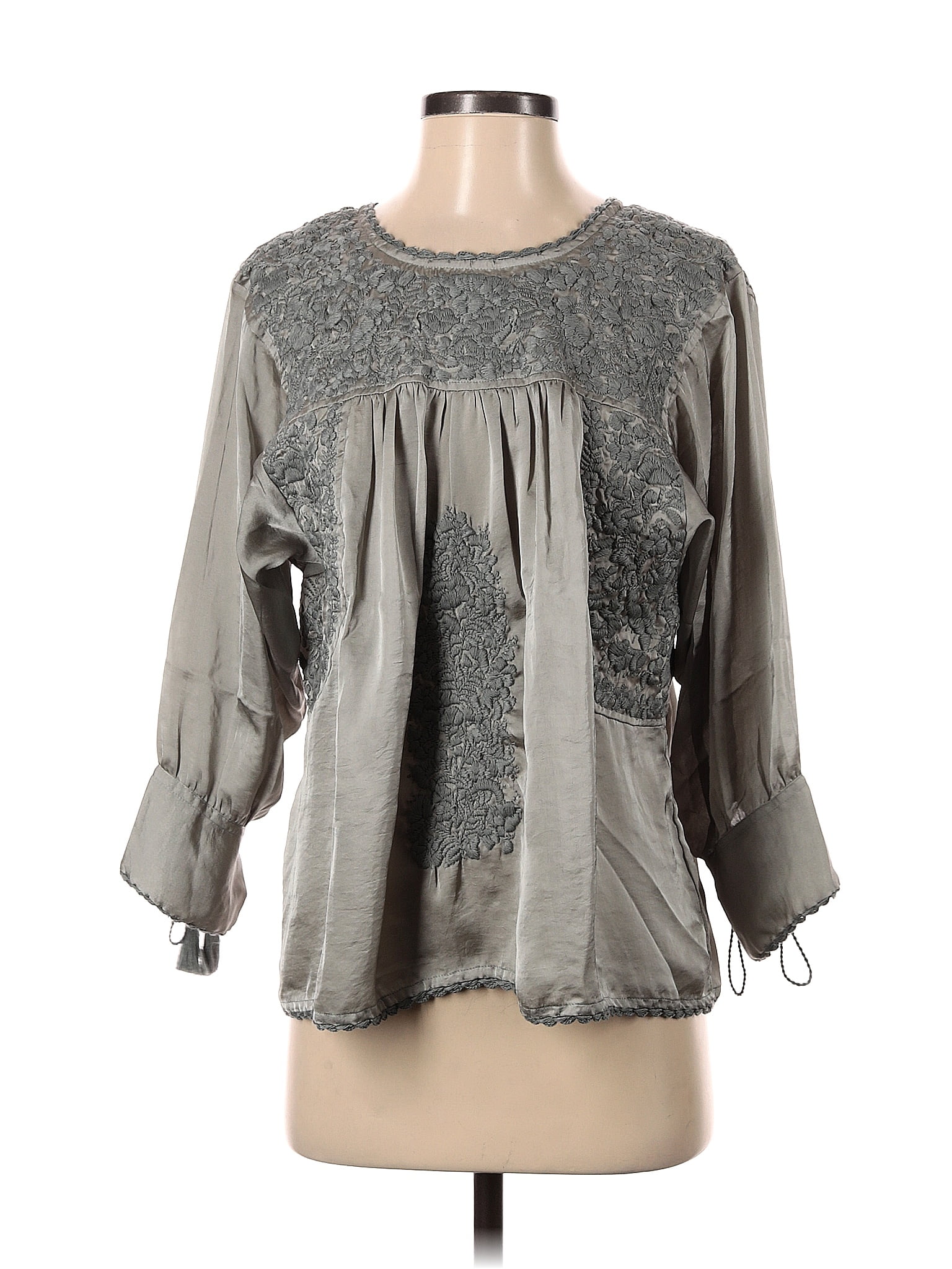 Sister Mary 100% Polyester Gray 3/4 Sleeve Blouse Size S - 75% off ...