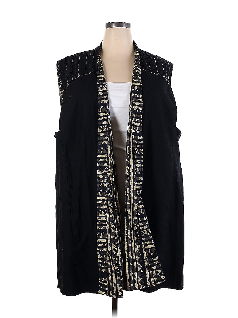 DIGNITY NOT CHARITY 100% Cotton Color Block Solid Black Cardigan Size 4 ...