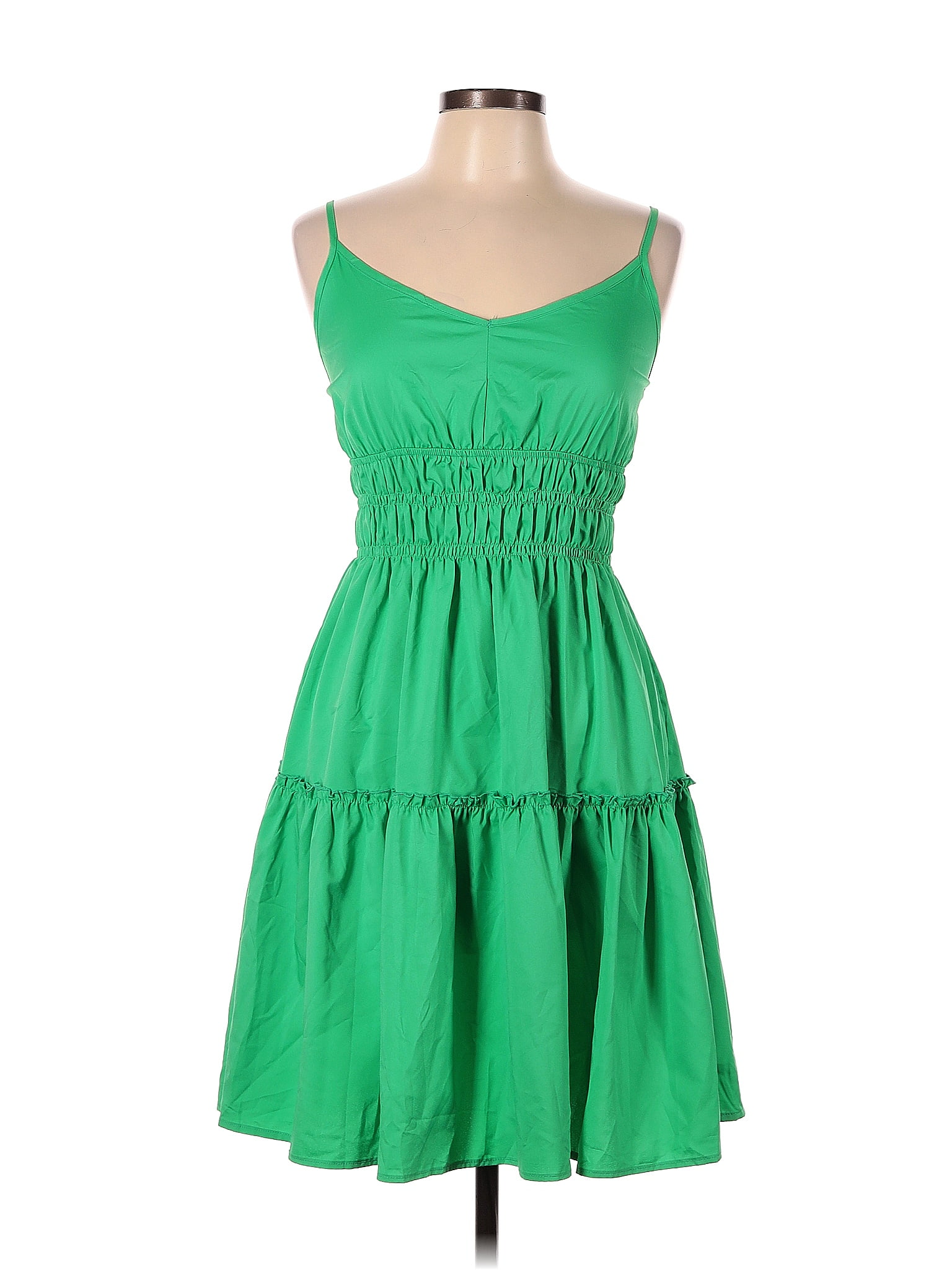 Julia 100 Polyester Solid Green Casual Dress Size L 59 Off Thredup