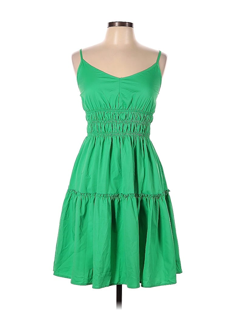 Julia 100% Polyester Solid Green Casual Dress Size L - 59% off | ThredUp